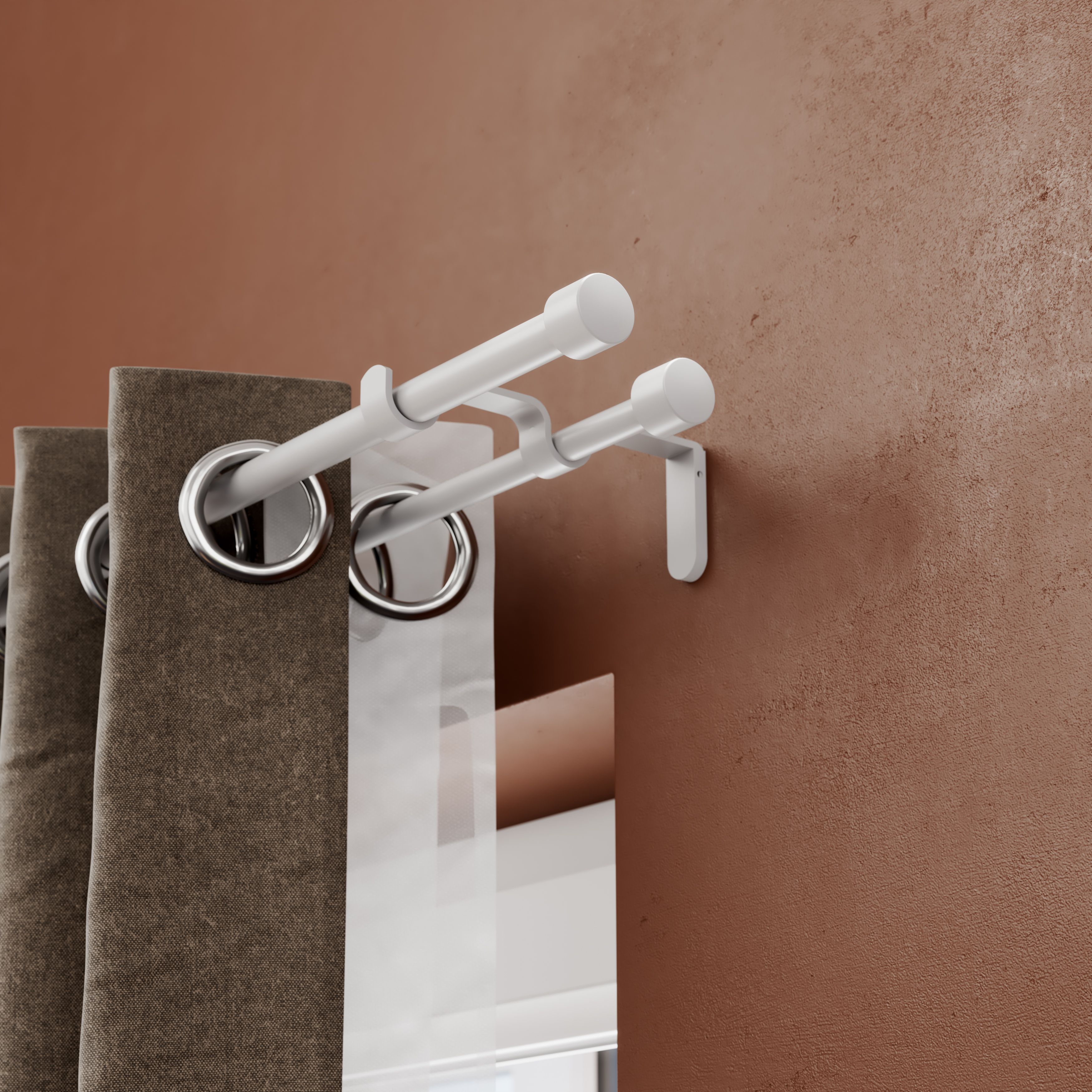 GoodHome Anafi Matt White Extendable Ball Single curtain pole set, (L ...