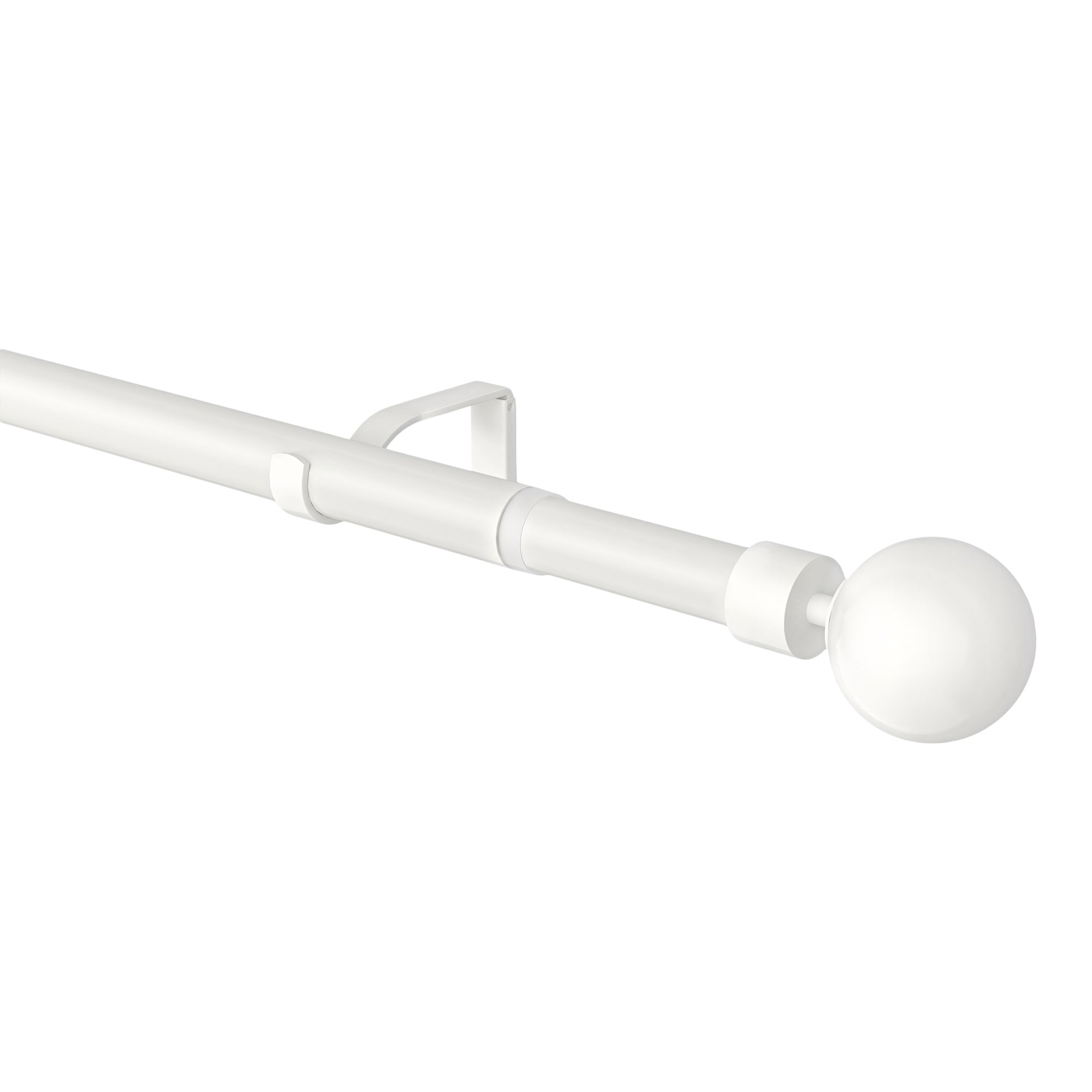 GoodHome Anafi Matt White Extendable Ball Single curtain pole set, (L ...