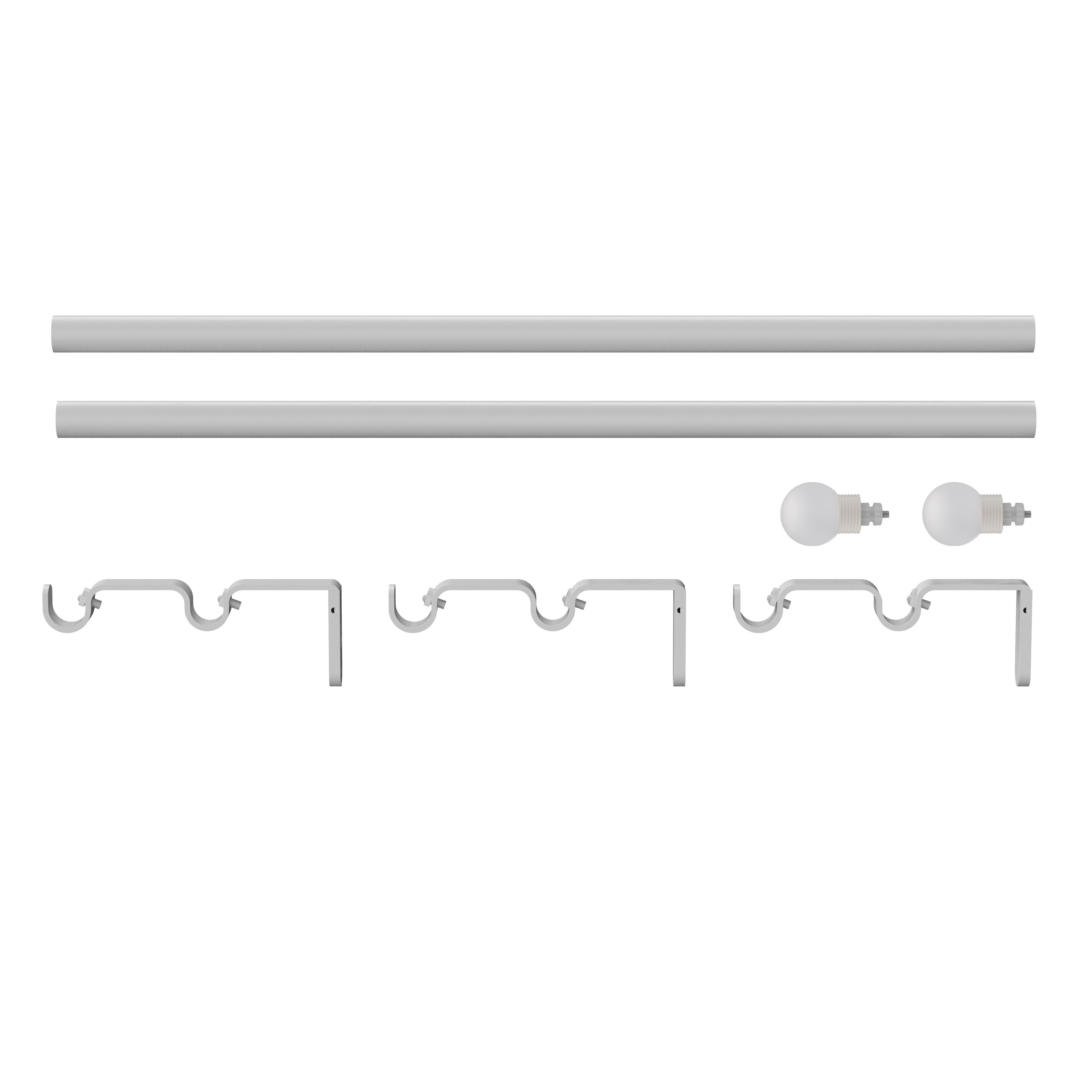 GoodHome Anafi Matt White Extendable Ball Single curtain pole set, (L ...