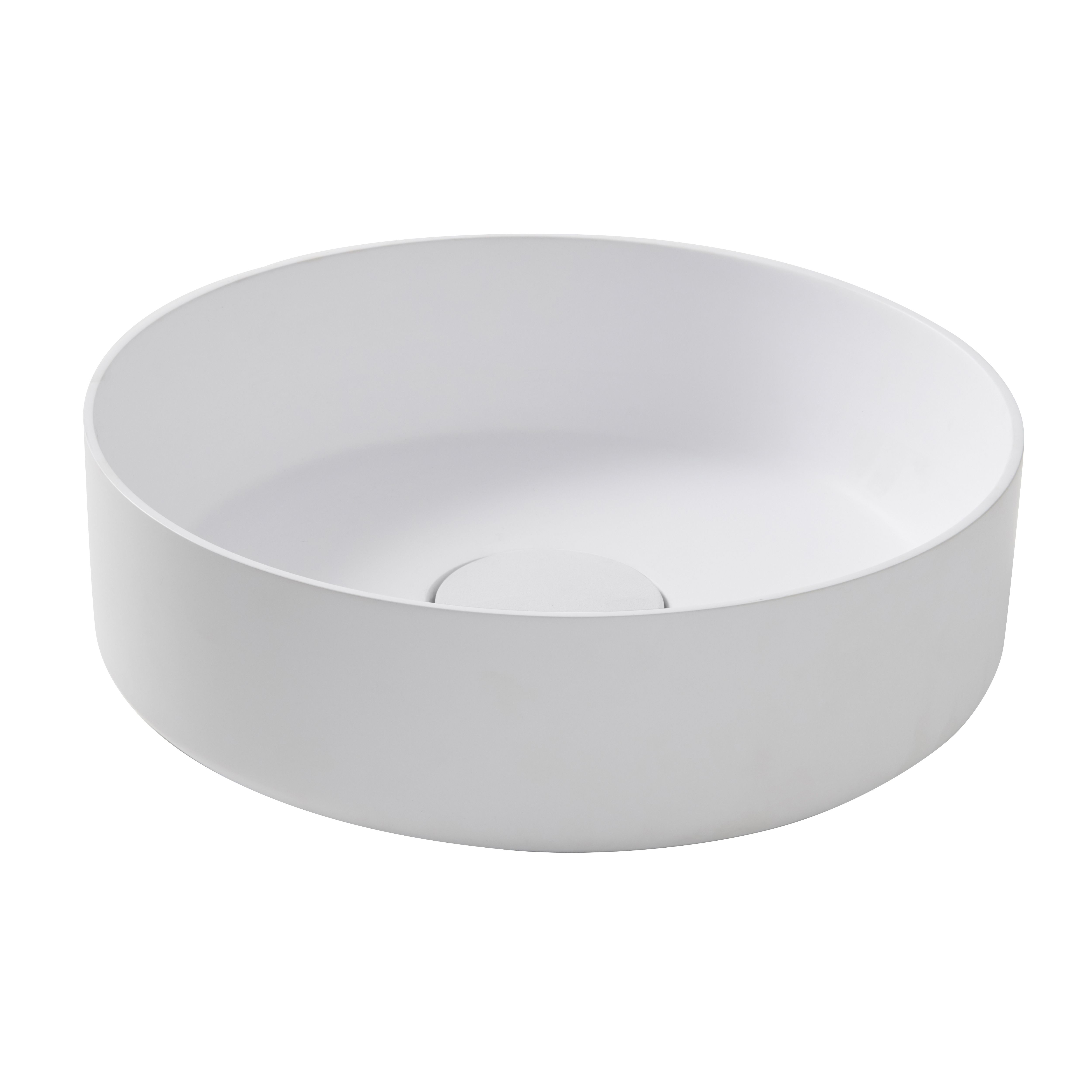 GoodHome Apanas White Round Counter-mounted Counter top Basin (W)38cm ...