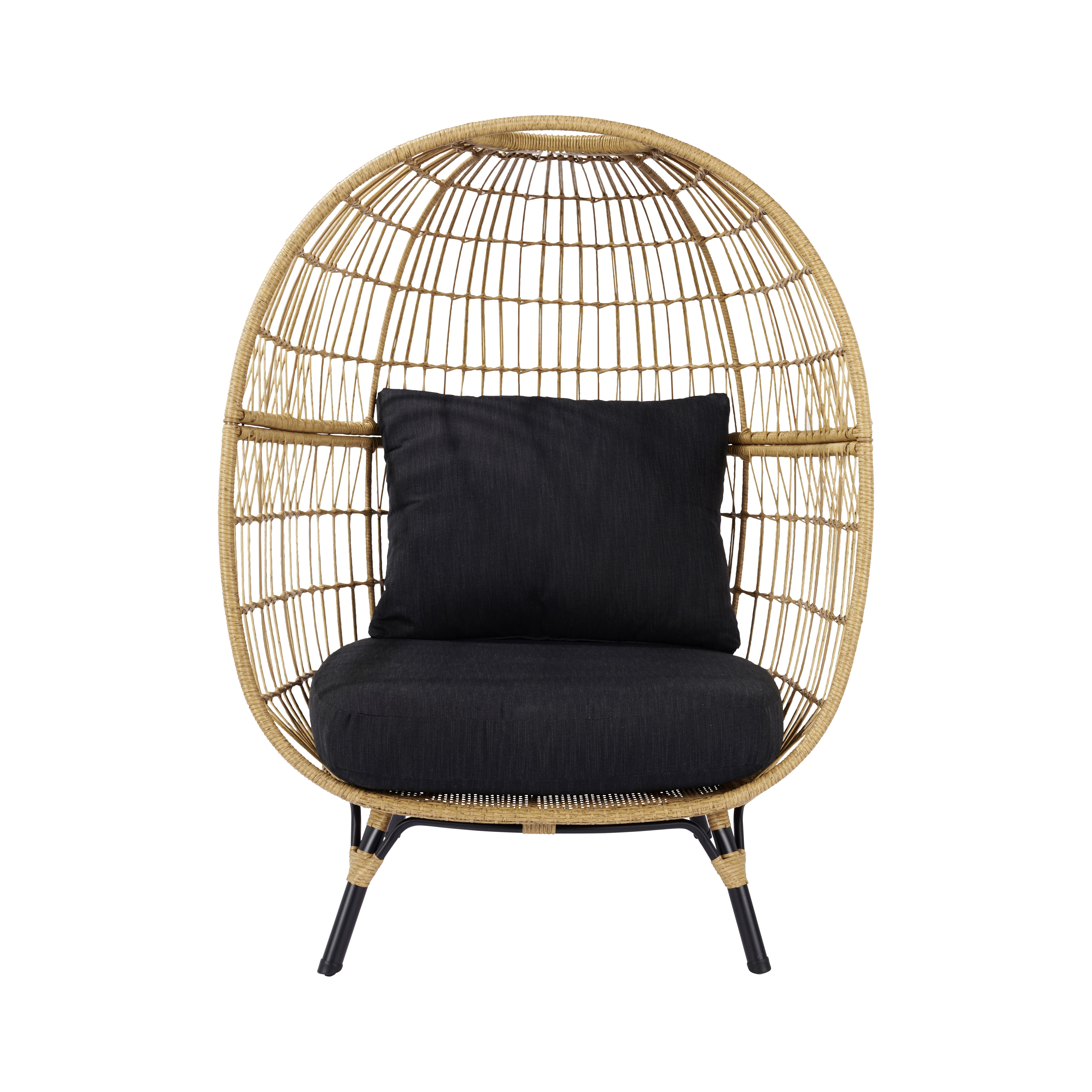 GoodHome Apolima Brown & Ebony Black Rattan effect Egg chair | DIY at B&Q