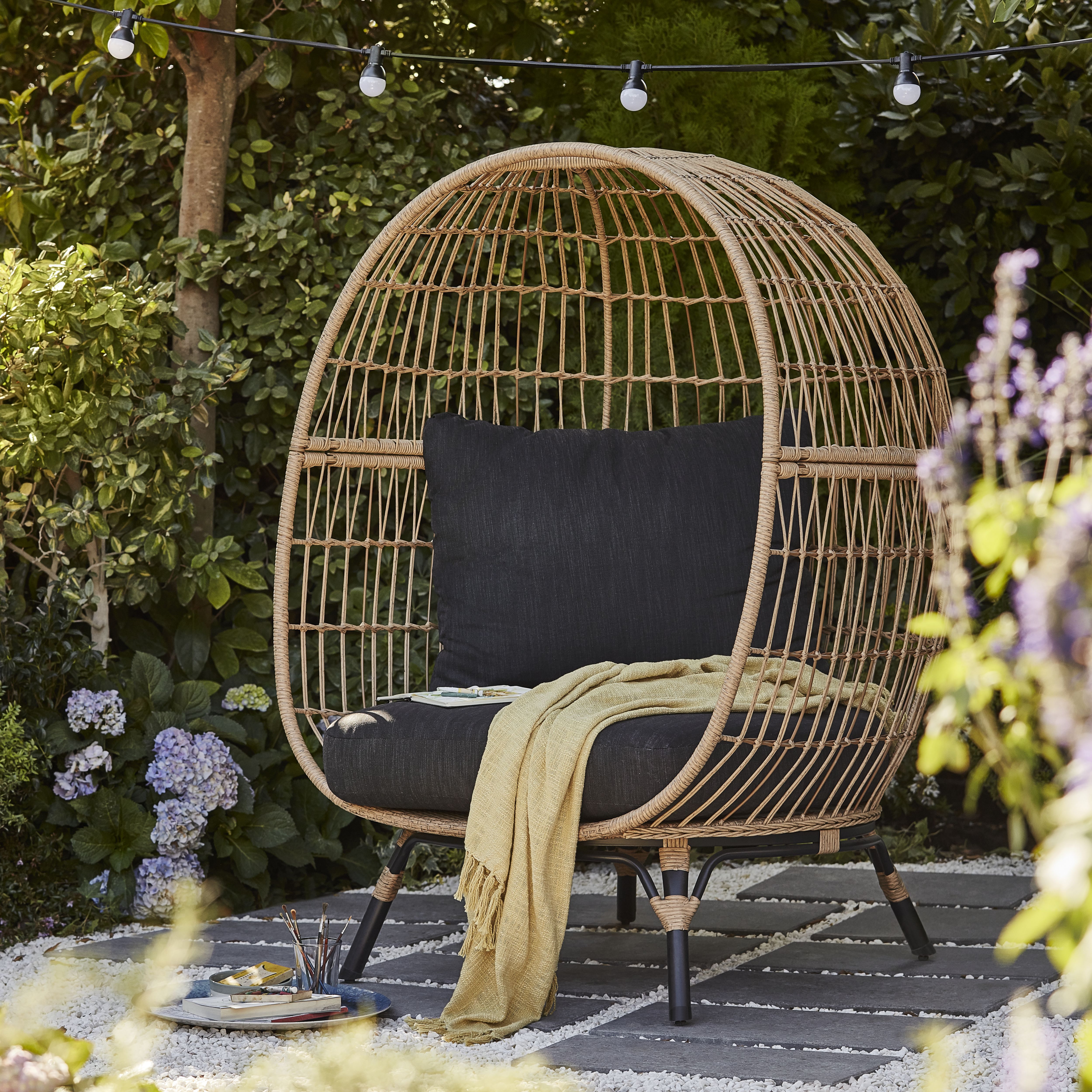 GoodHome Apolima Brown Rattan effect Egg Chair | DIY at B&Q