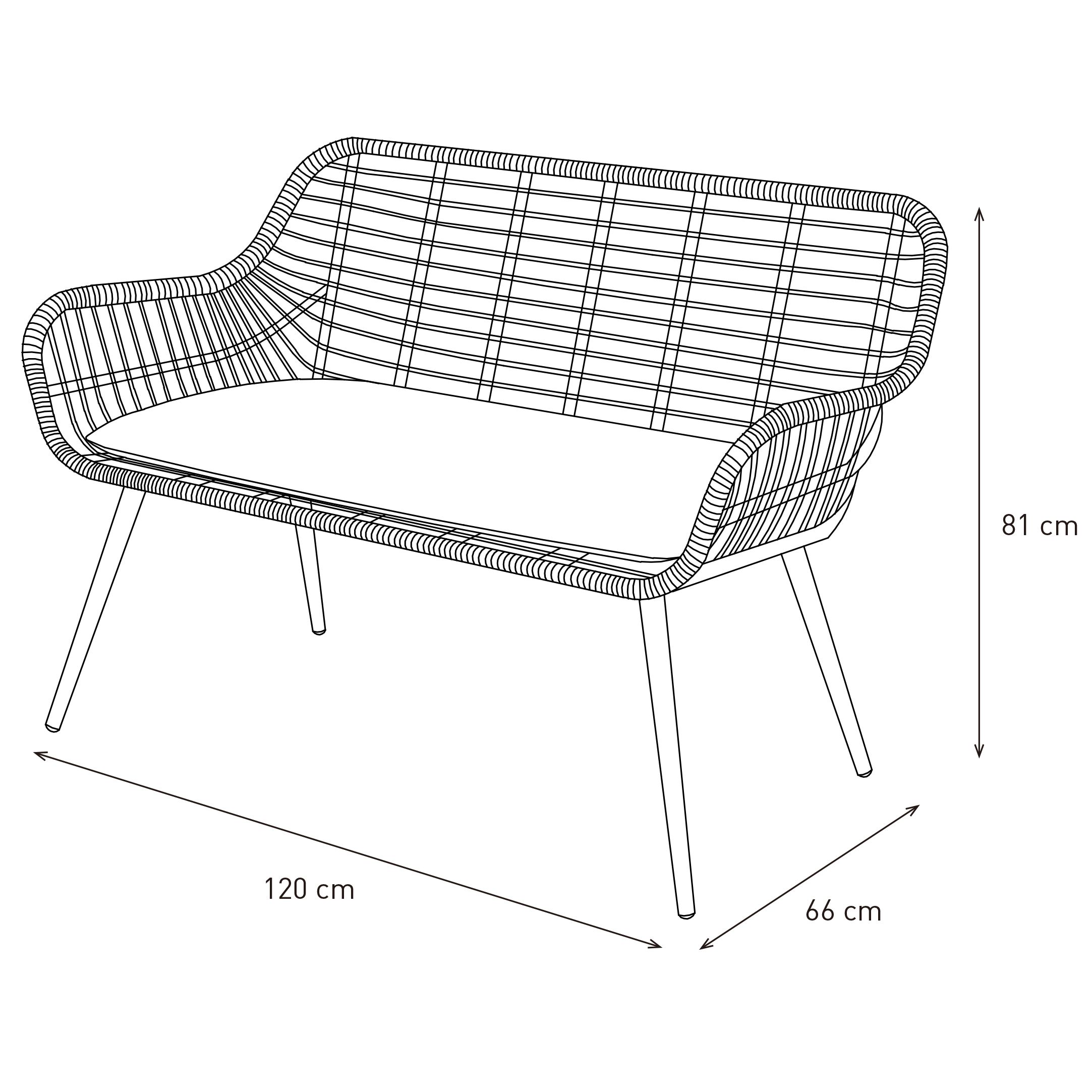 GoodHome Apolima Rattan effect Bench (W)120cm (H)81cm