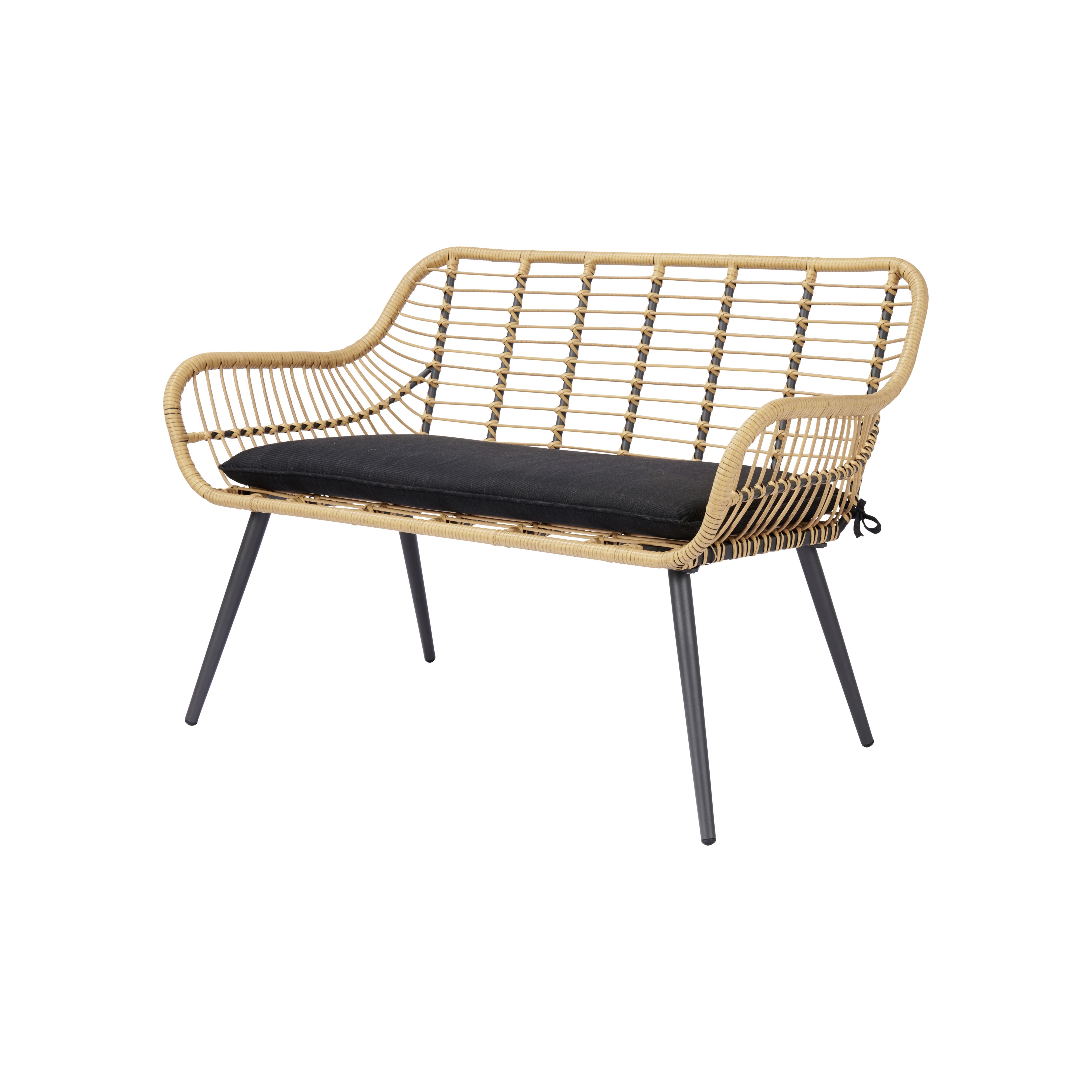 GoodHome Apolima Rattan effect Bench (W)120cm (H)81cm