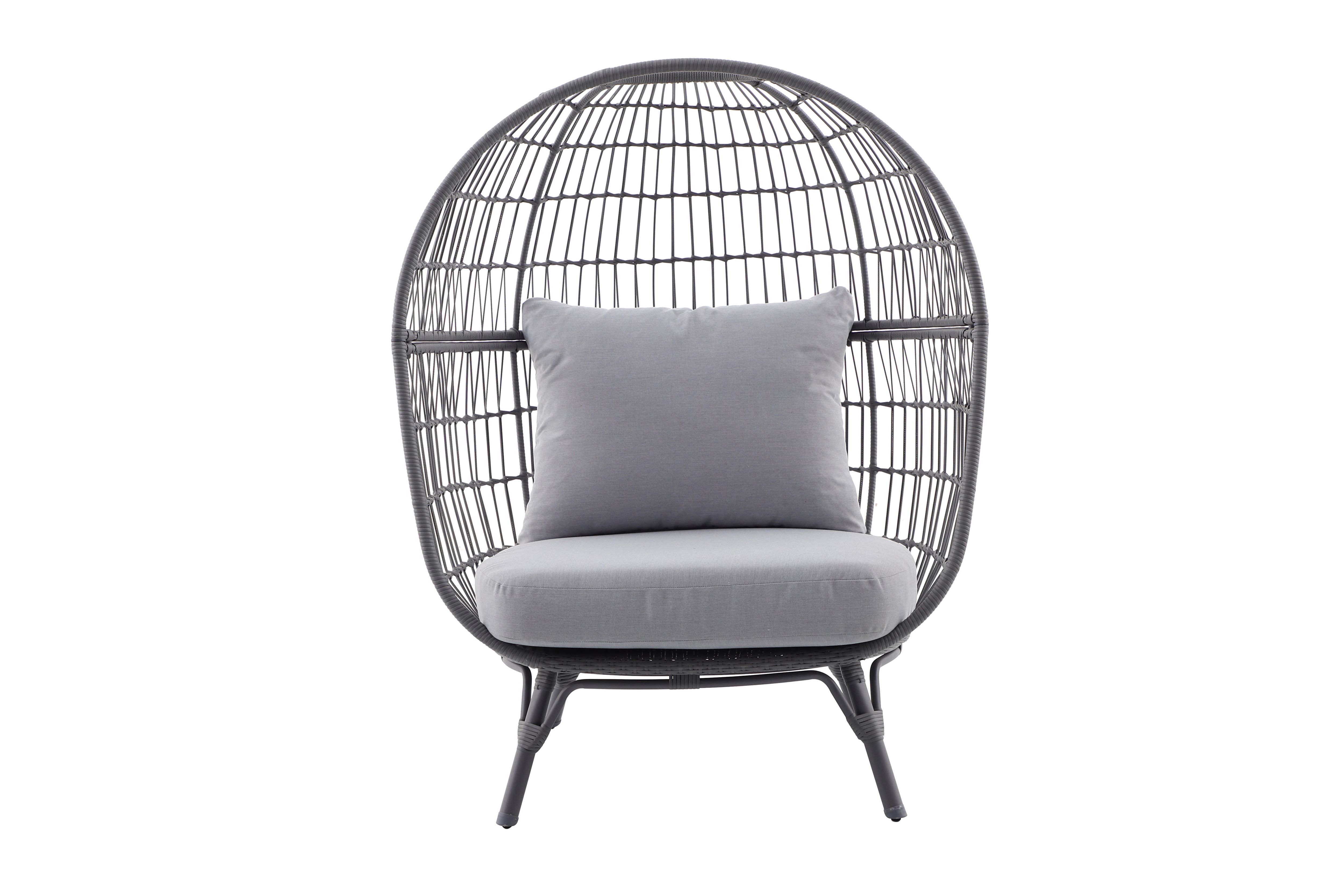 GoodHome Apolima Steel grey Rattan effect Egg chair