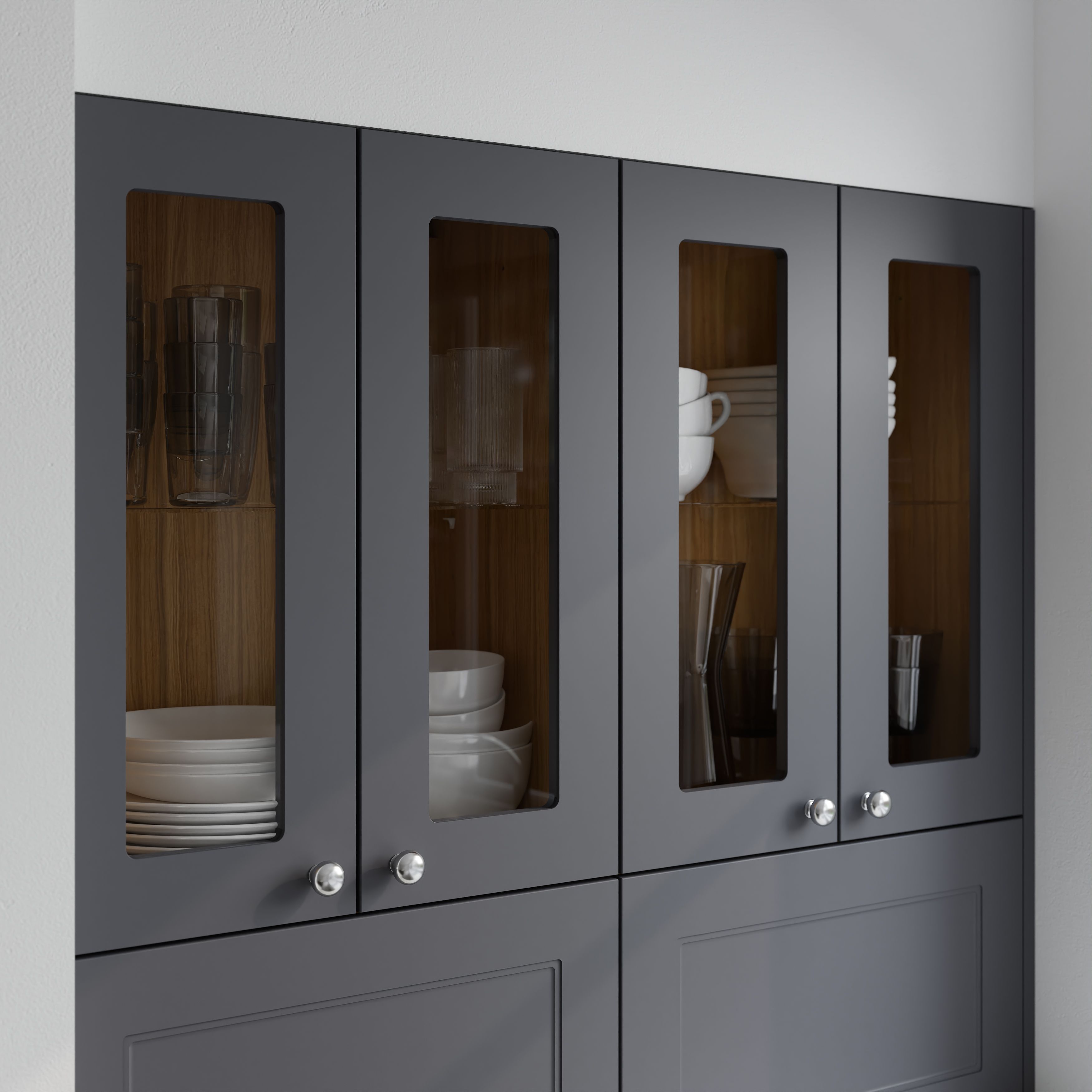 GoodHome Artemisia Matt graphite Glazed Cabinet door (W)300mm (H)715mm ...