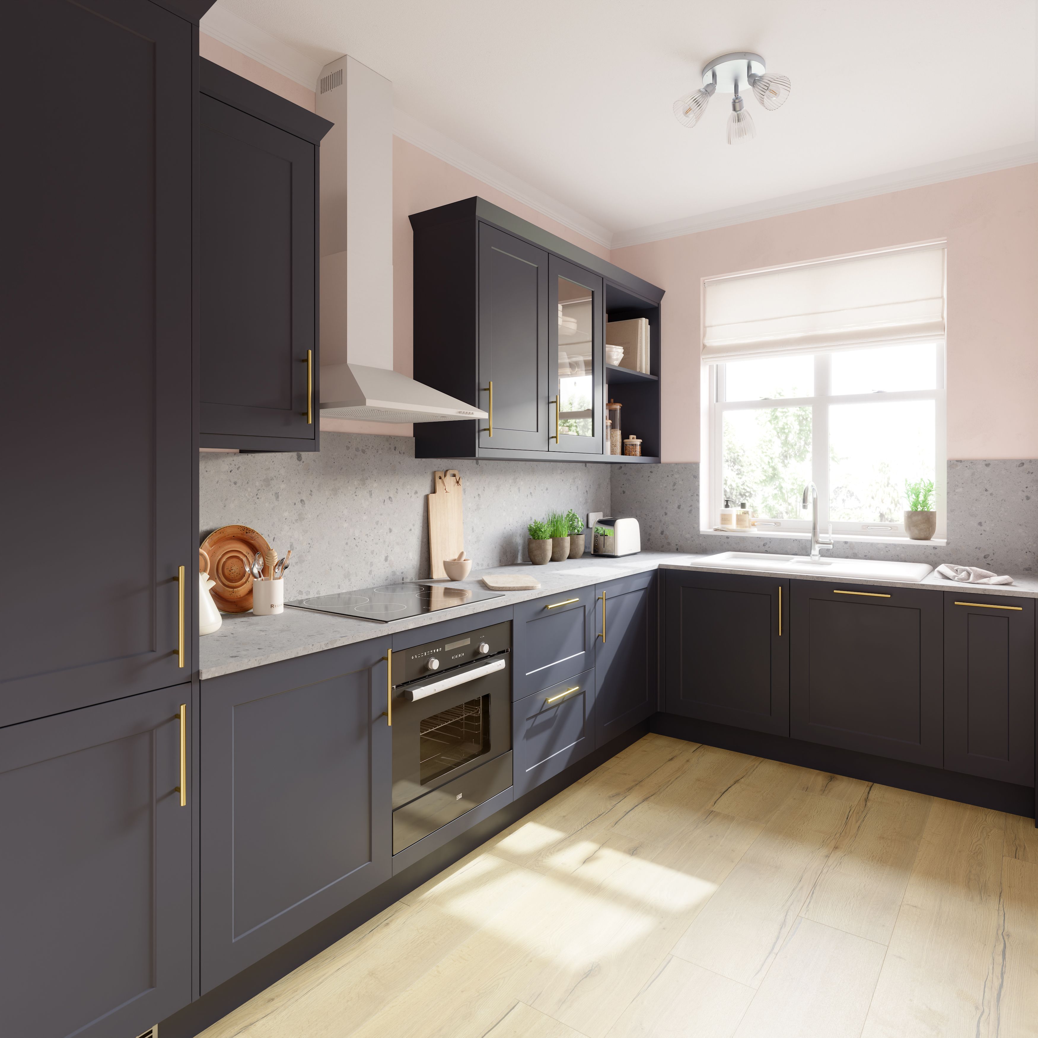 GoodHome Artemisia Matt midnight blue Cornice, (L)2400mm (H)75mm