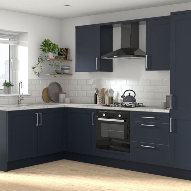 GoodHome Artemisia Matt midnight blue Wall Kitchen cabinet (W) 1000mm ...