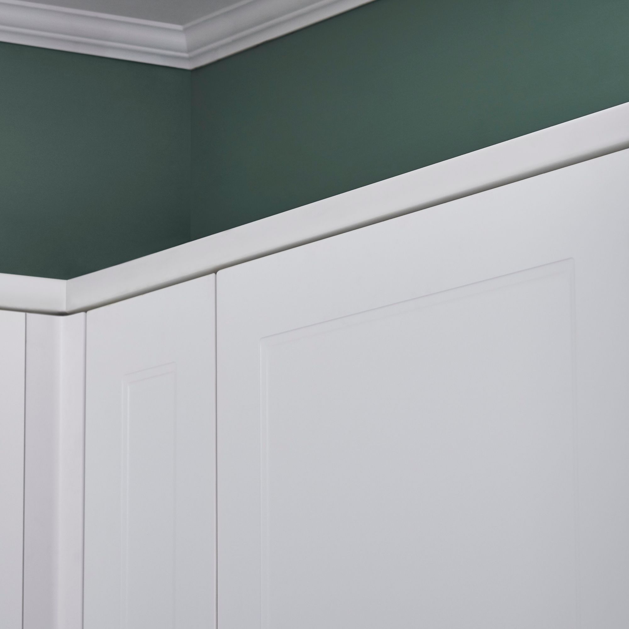 GoodHome Artemisia Matt white Straight Cornice, (L)2400mm (H)35mm