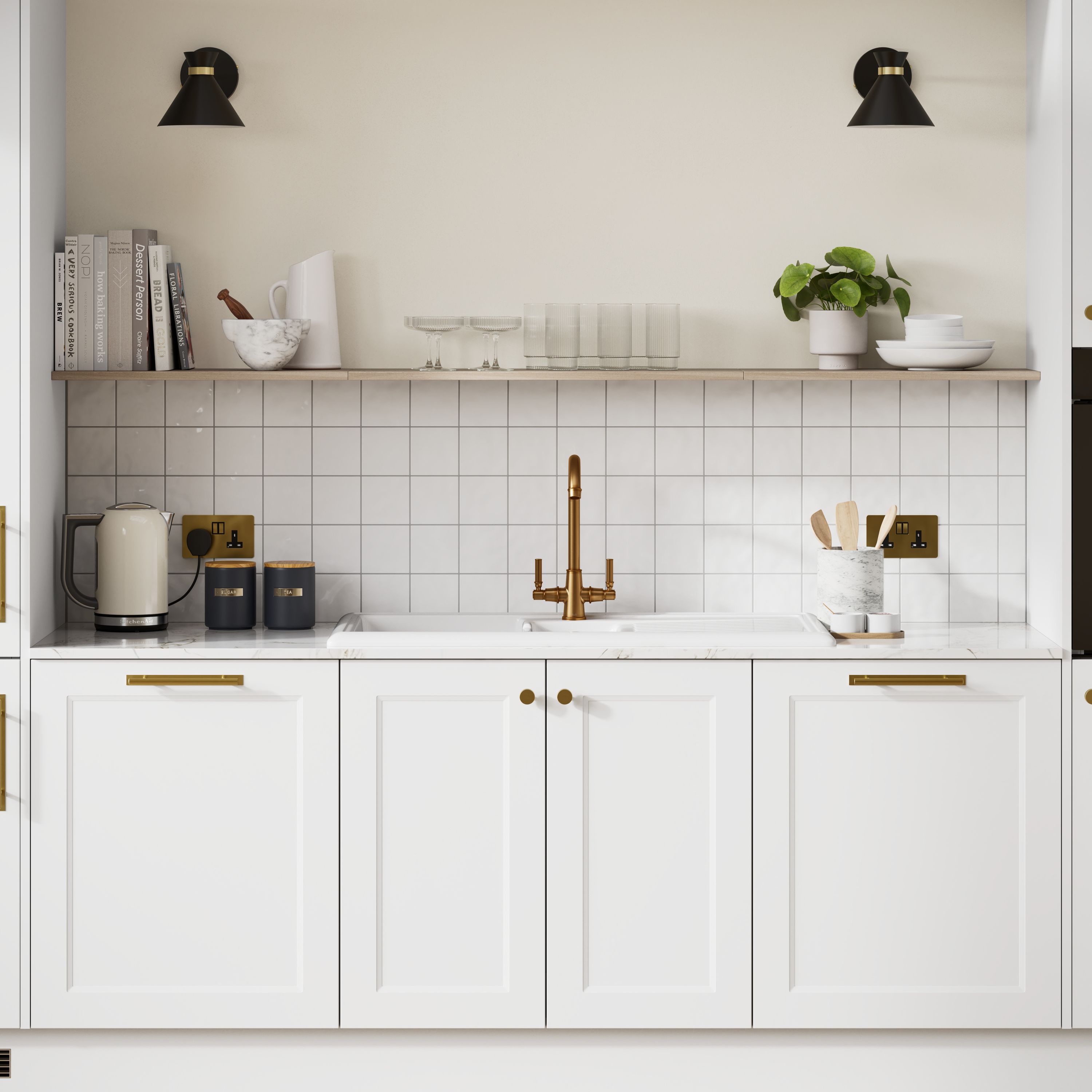 GoodHome Artemisia Matt white Straight Cornice, (L)2400mm (H)35mm