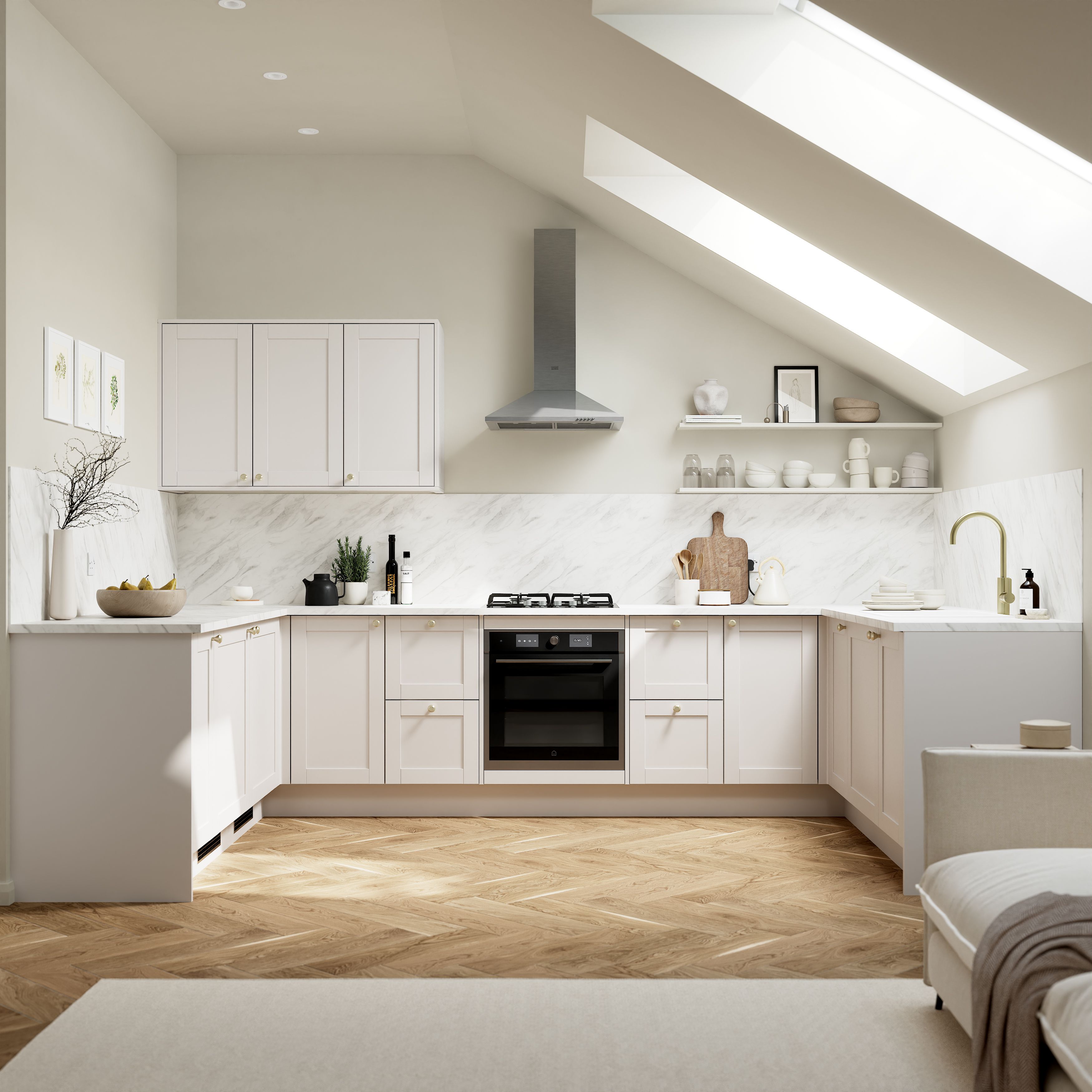 GoodHome Ashmead Matt dove grey Shaker Appliance Cabinet door (W)600mm ...