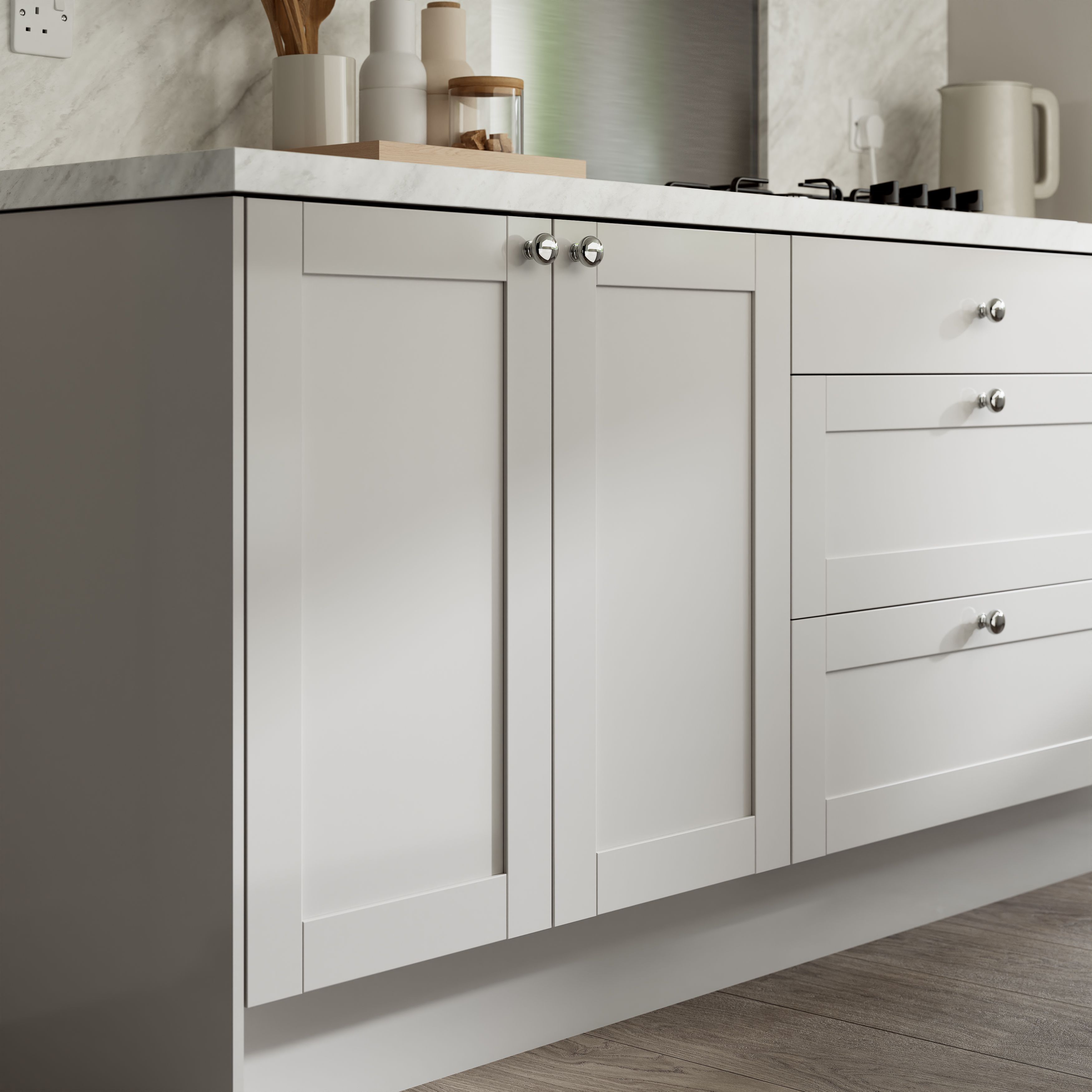 GoodHome Ashmead Matt dove grey Shaker Highline Cabinet door (W)500mm ...