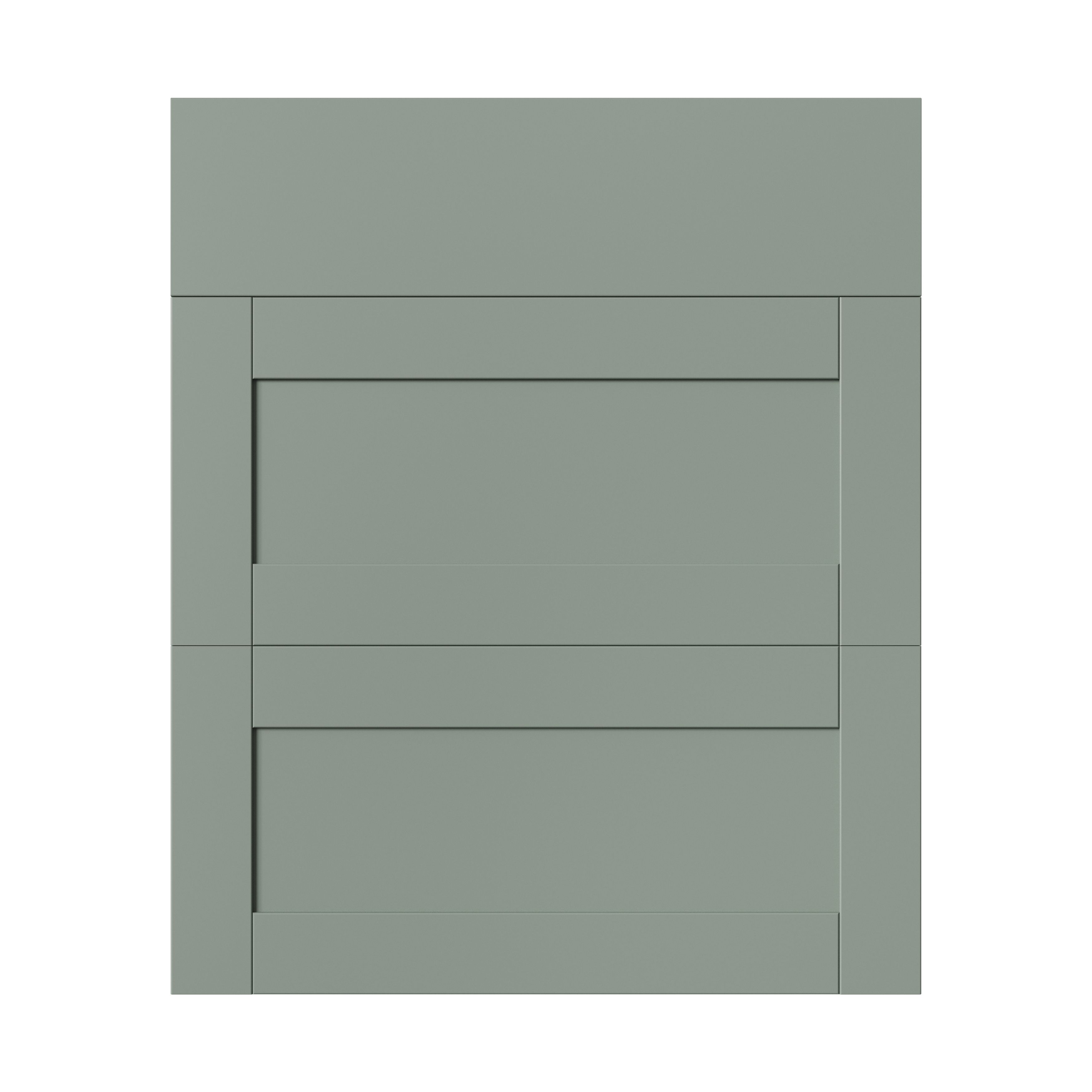 GoodHome Ashmead Matt reed green 3 drawer cabinet front (H)715mm (W ...
