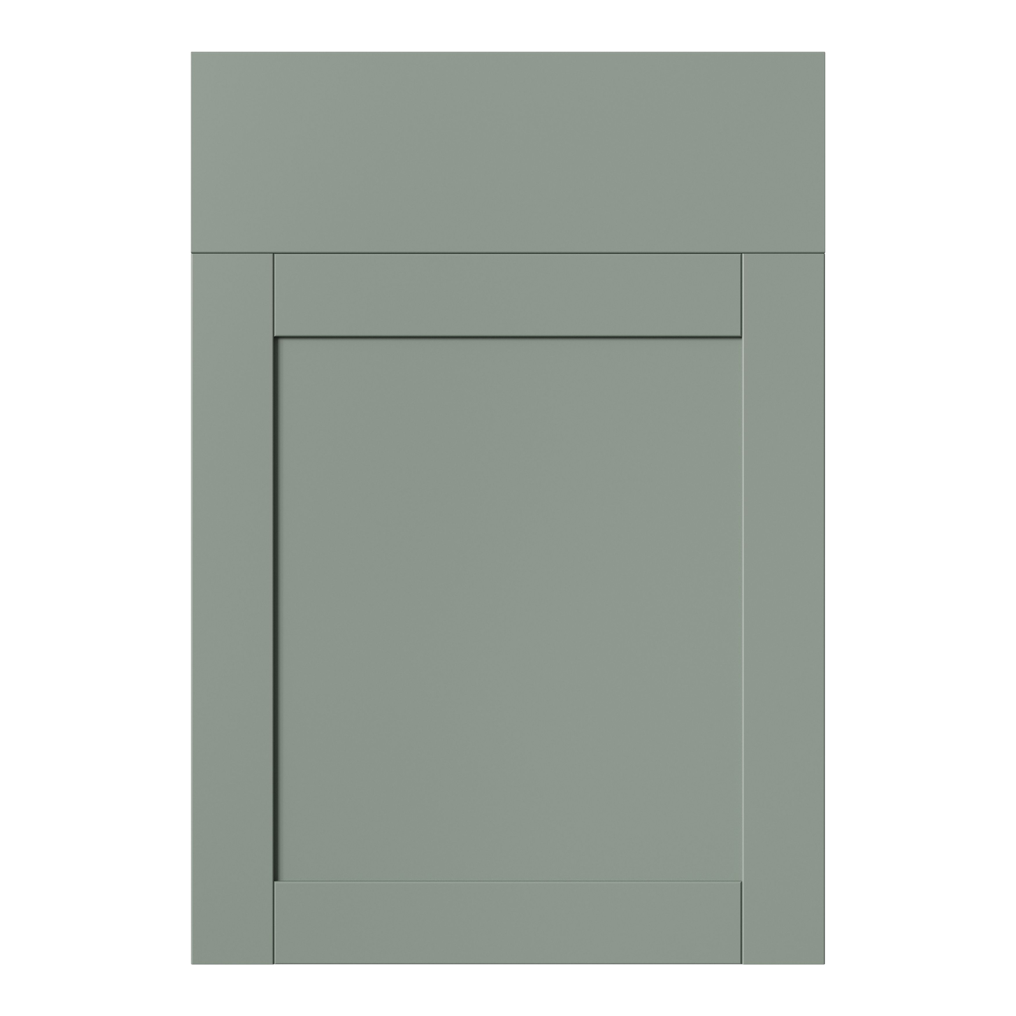 GoodHome Ashmead Matt reed green Shaker Drawerline Cabinet door (W ...