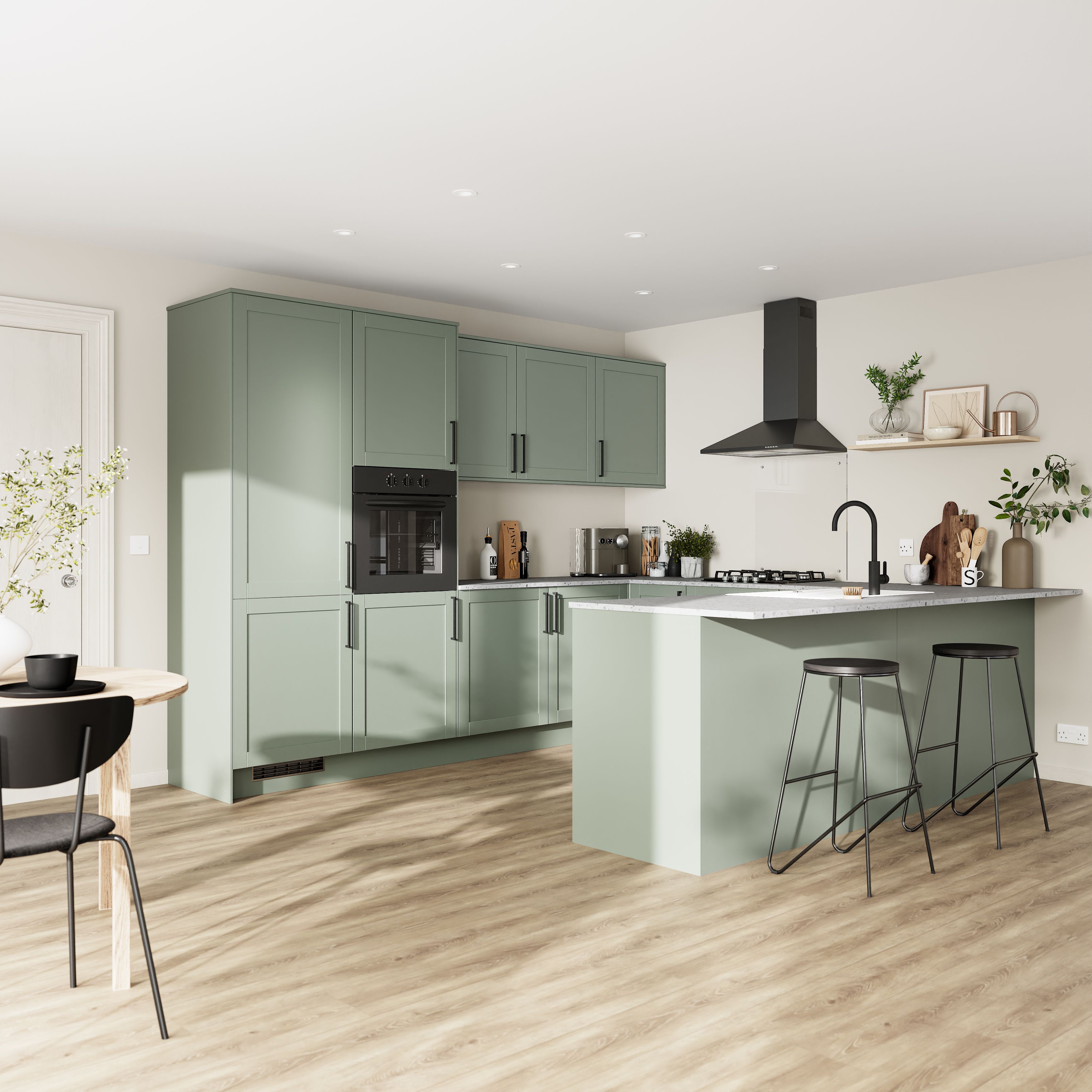 GoodHome Ashmead Matt reed green Standard Clad on wall panel (H)790mm ...