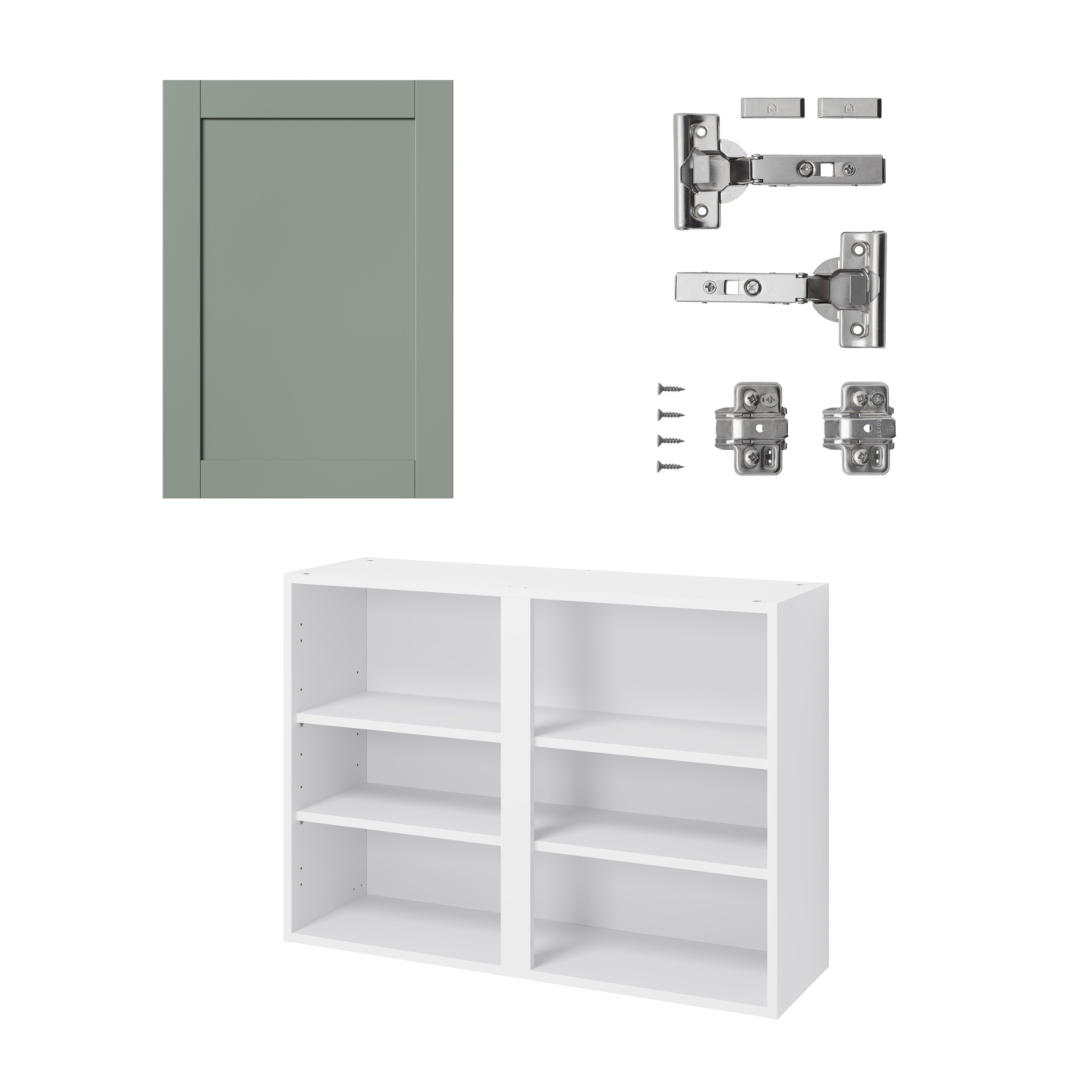 GoodHome Ashmead Matt reed green Wall Kitchen cabinet (W) 1000mm (H)720mm