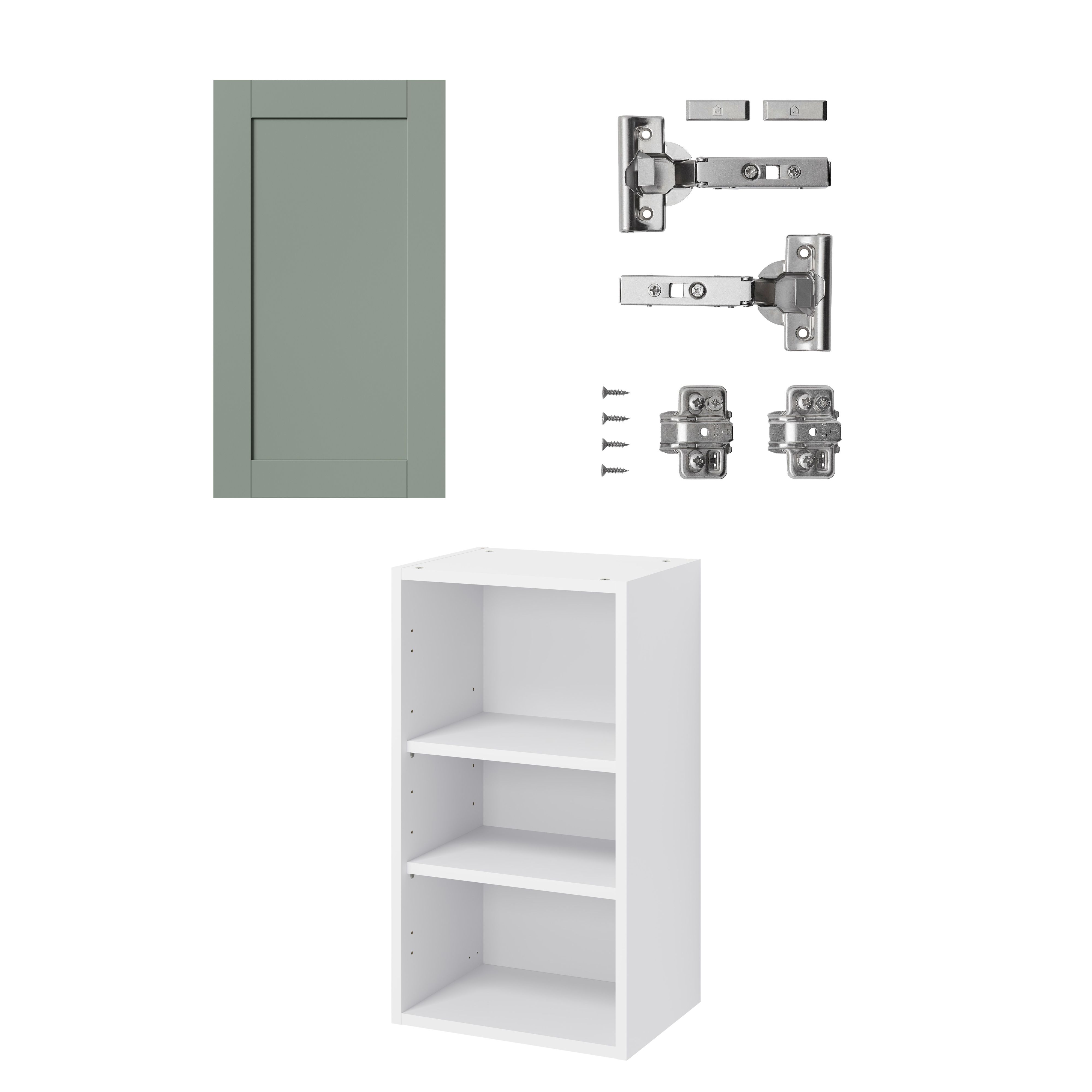 GoodHome Ashmead Matt reed green Wall Kitchen cabinet (W) 400mm (H)720mm