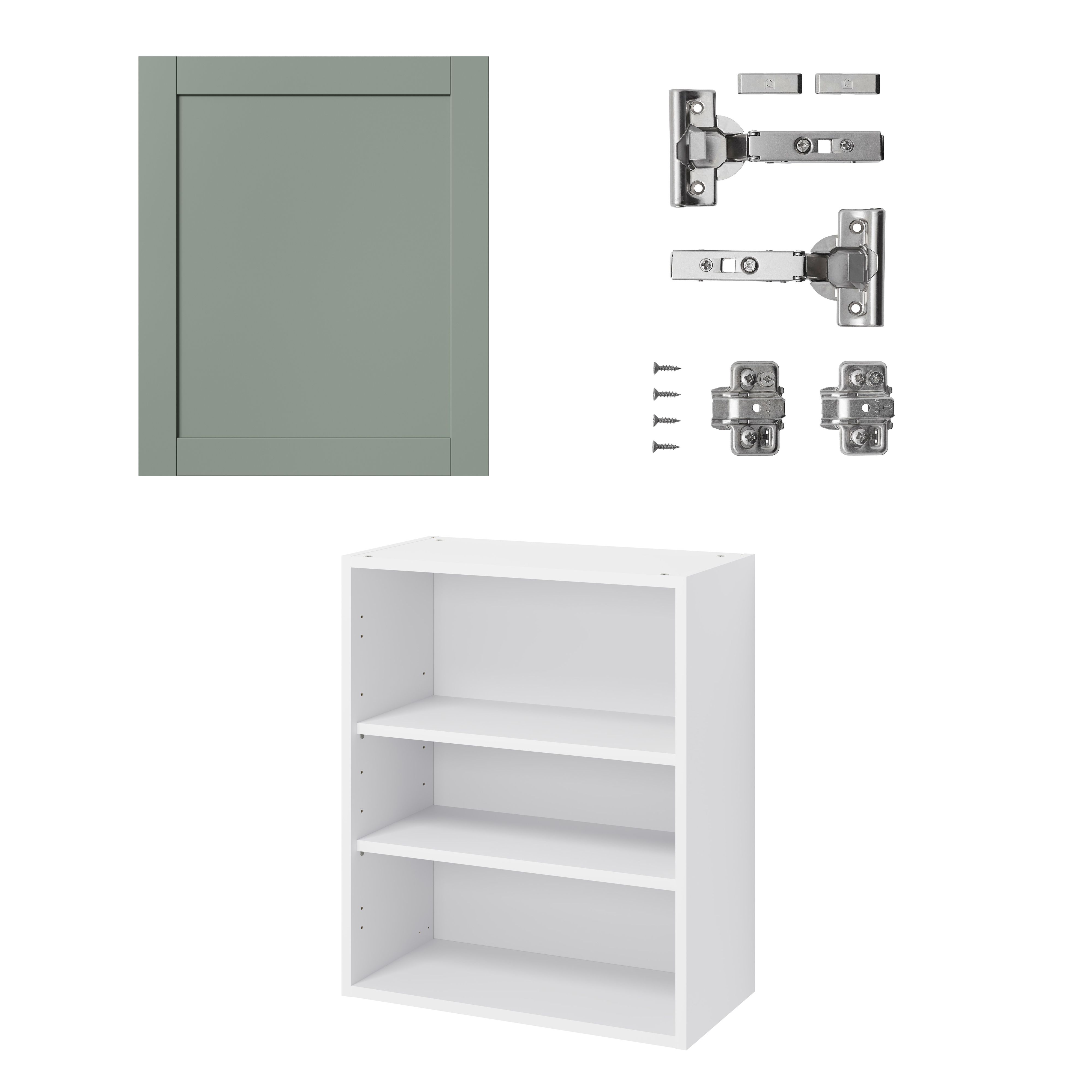 GoodHome Ashmead Matt reed green Wall Kitchen cabinet (W) 600mm (H)720mm