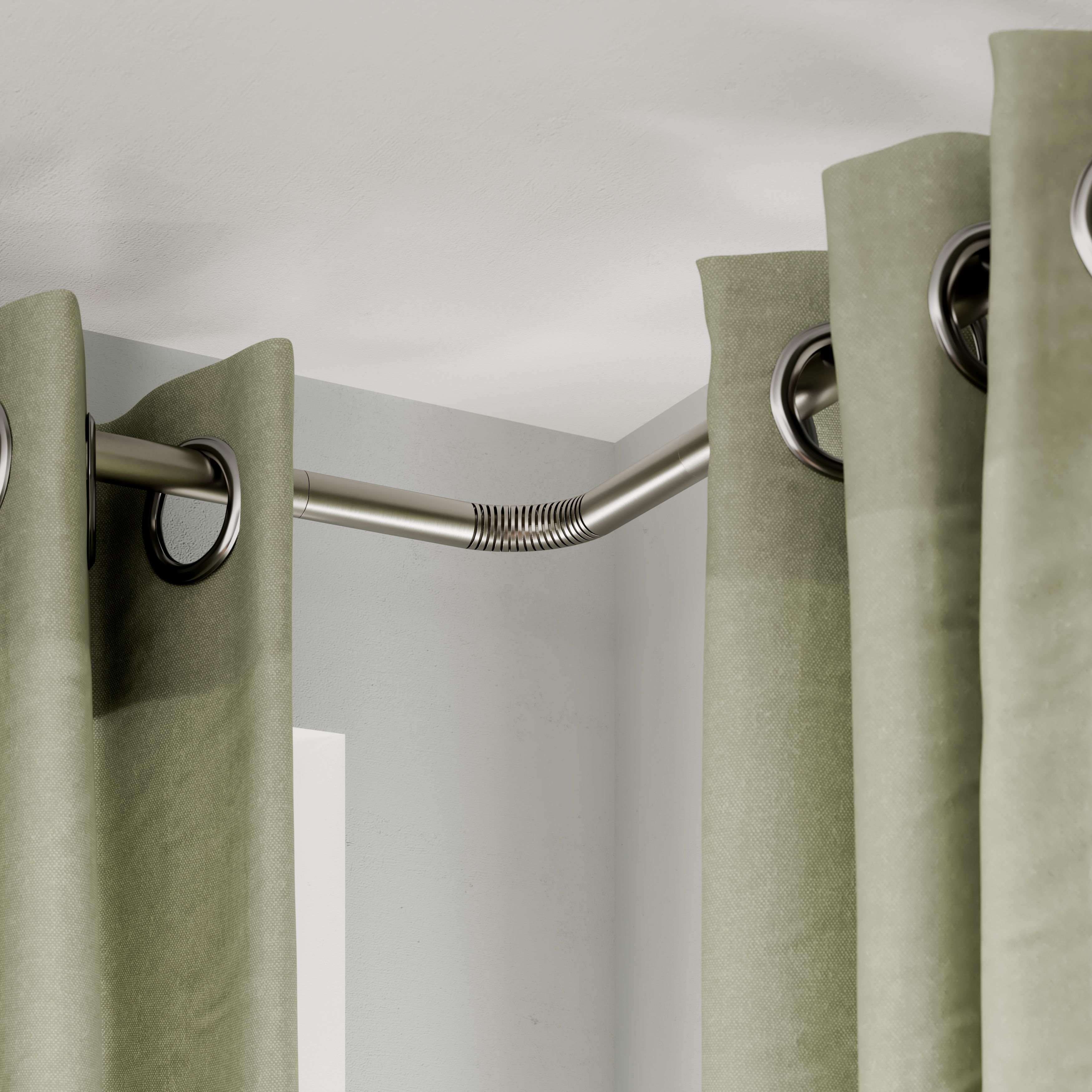 GoodHome Athens Brushed Satin Grey Nickel effect Metal Clip Bay bend ...