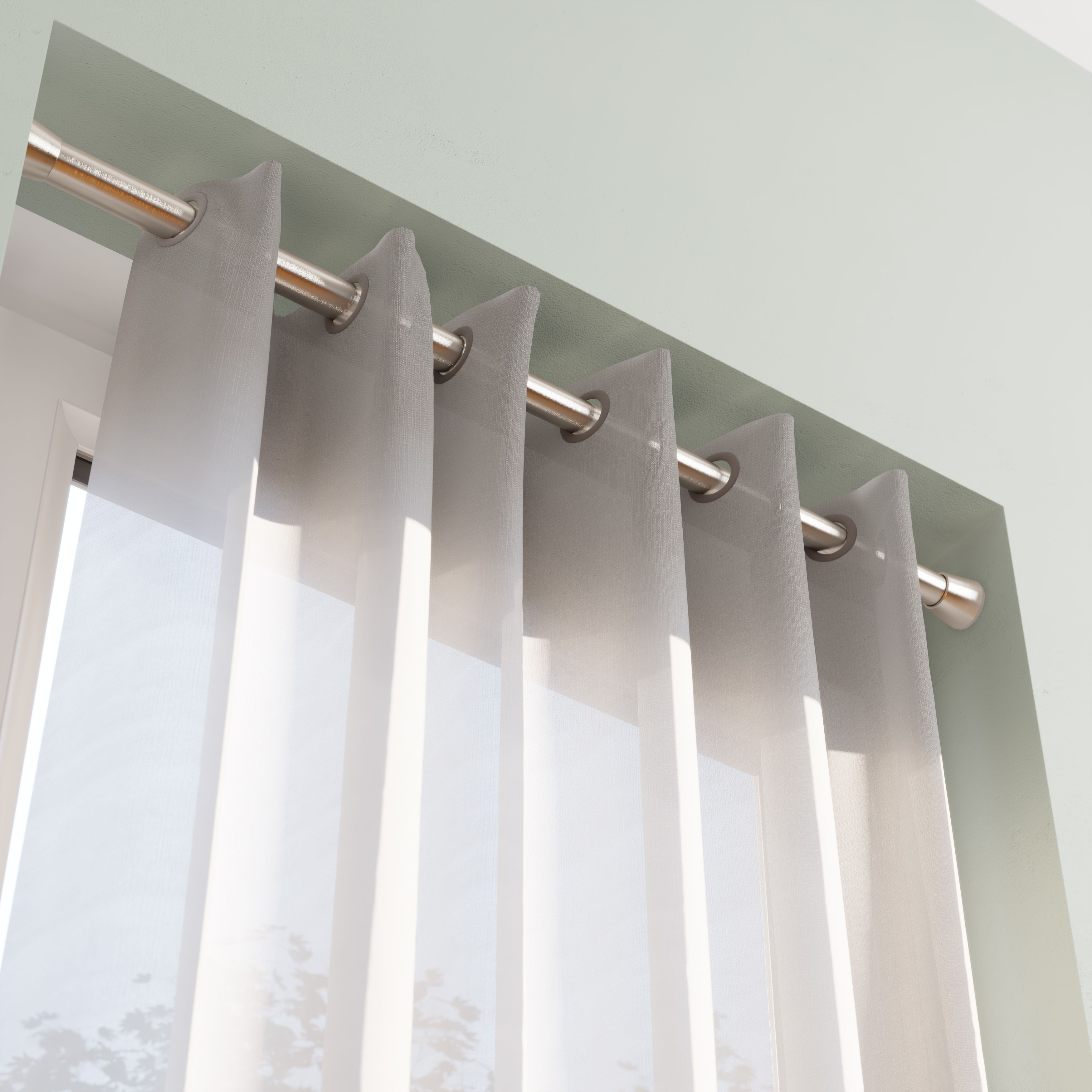 GoodHome Athens Satin Grey Nickel effect Extendable Single curtain pole ...