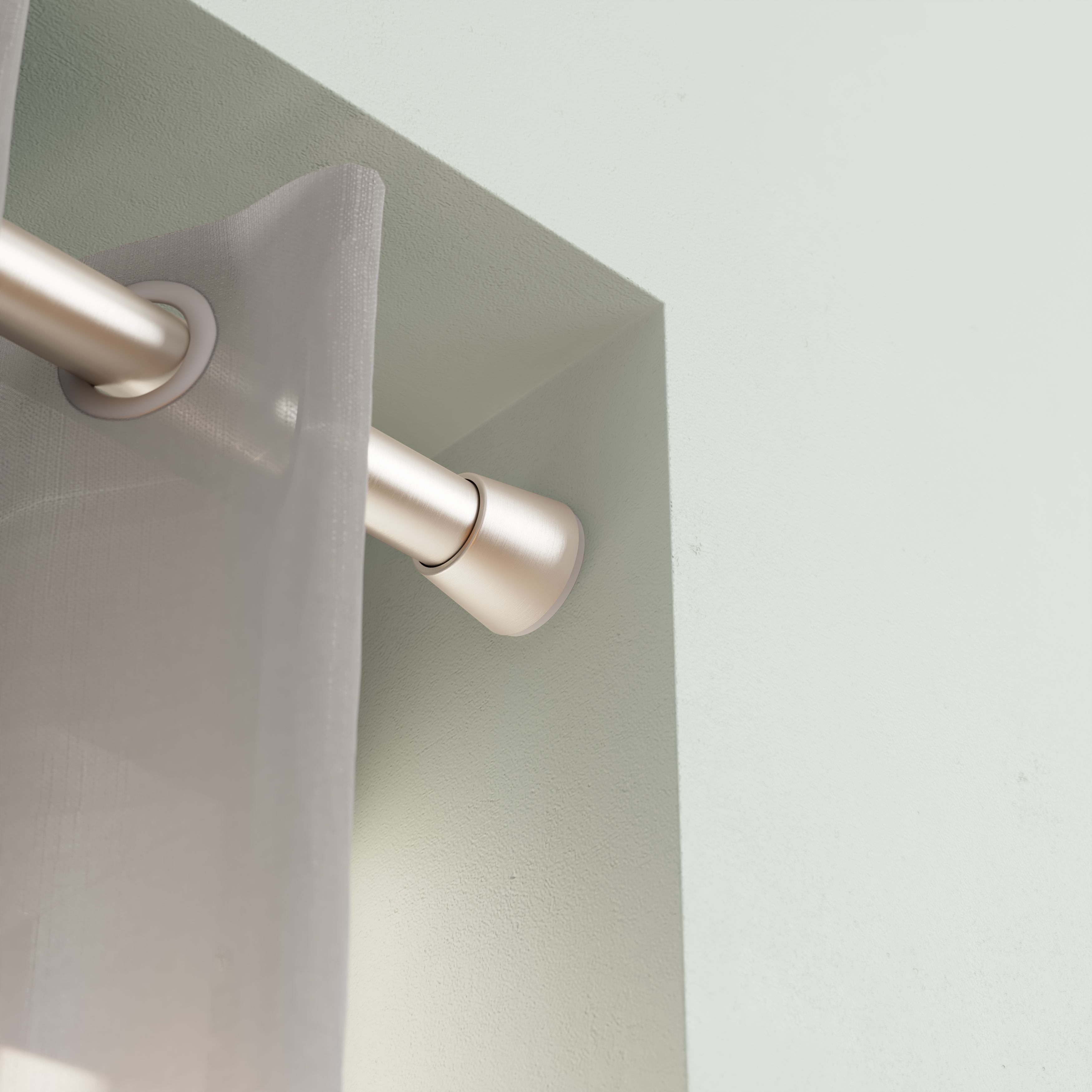 GoodHome Athens Satin Grey Nickel effect Extendable Single curtain pole ...