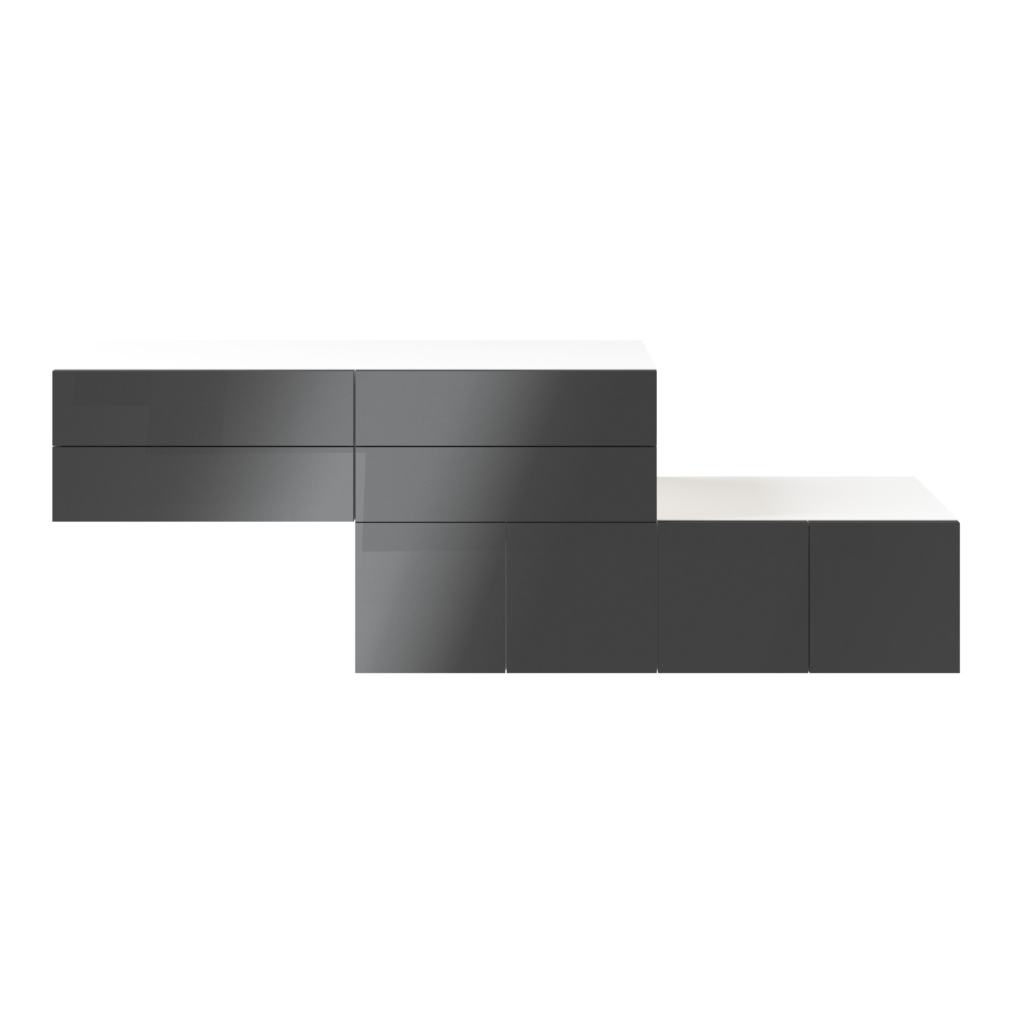 GoodHome Atomia Freestanding Gloss anthracite & white Wall storage kit