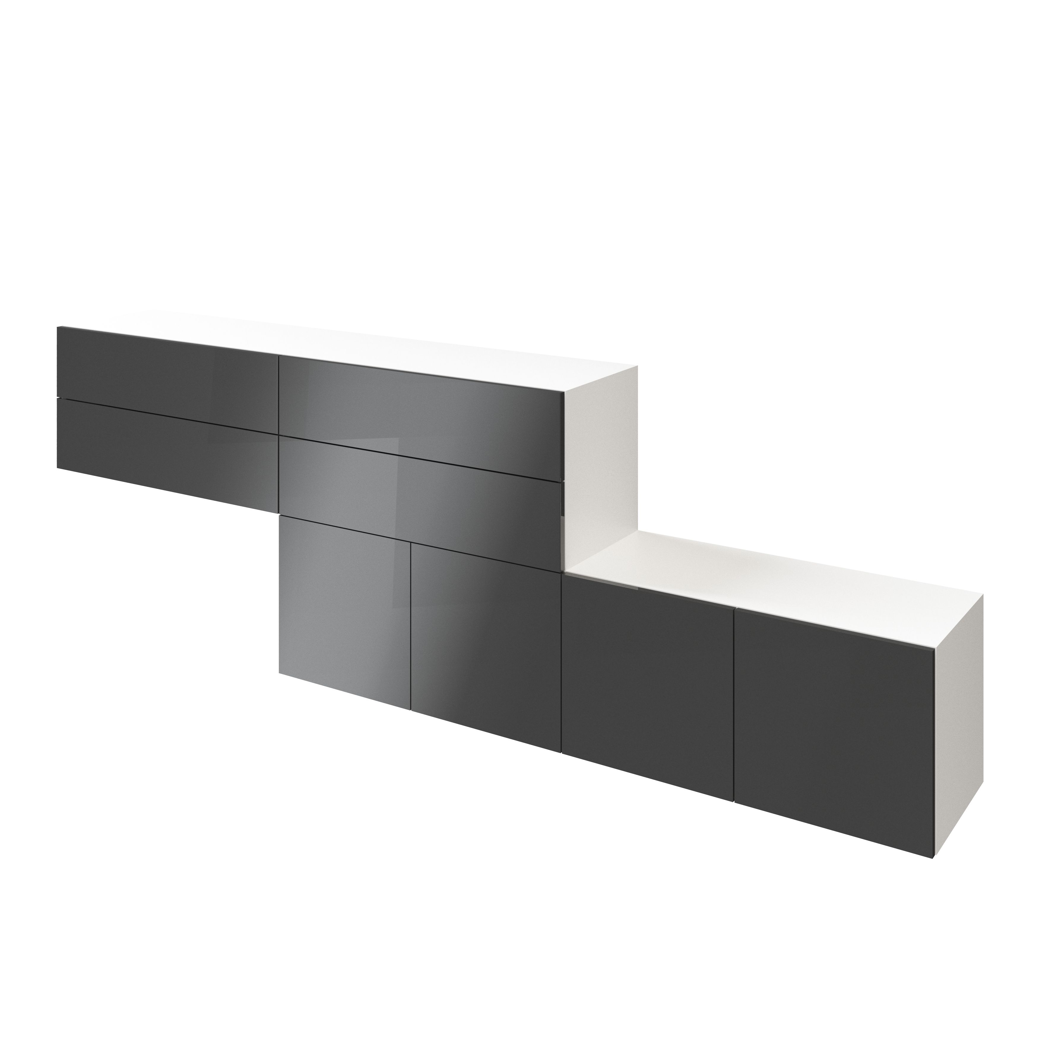 GoodHome Atomia Freestanding Gloss anthracite & white Wall storage kit