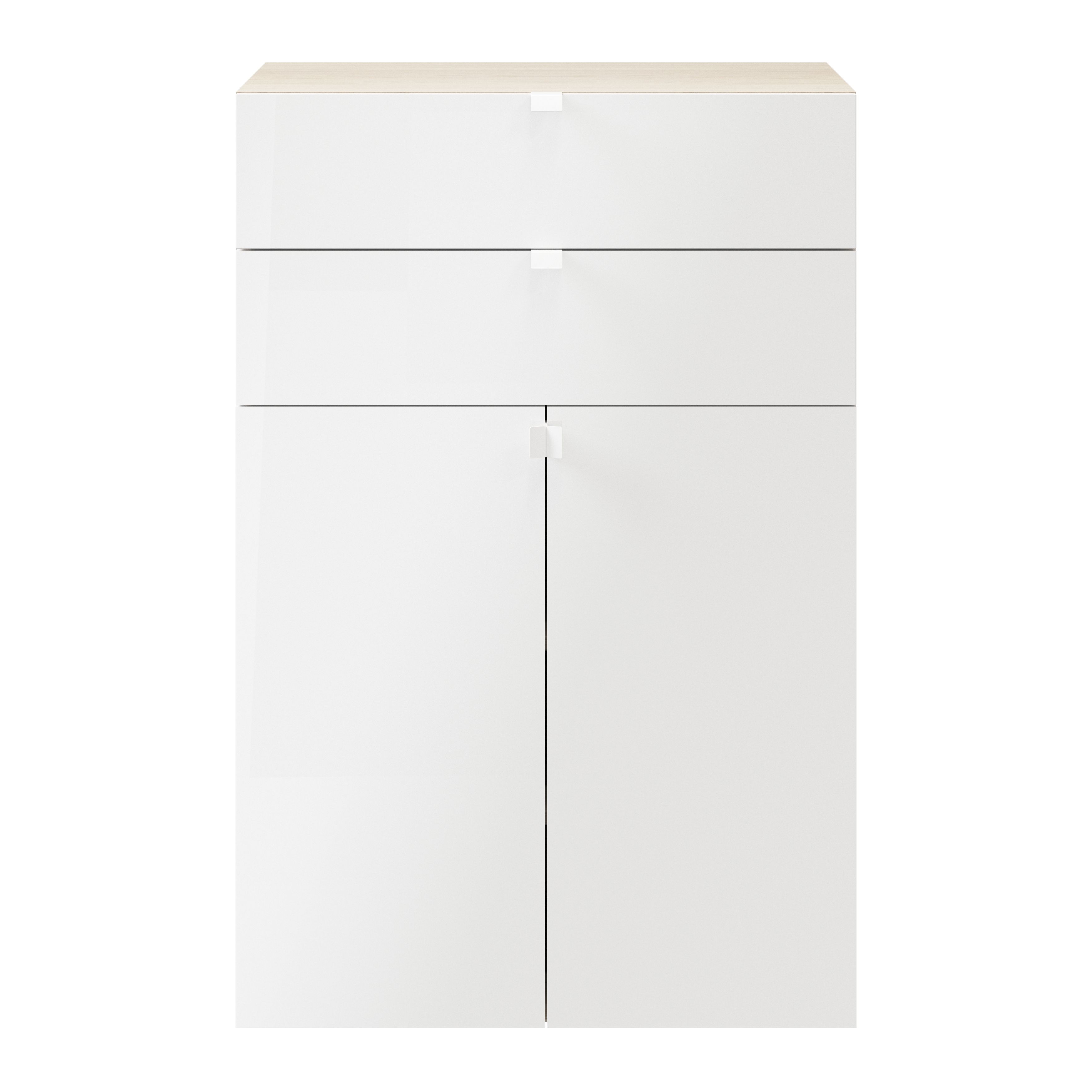 GoodHome Atomia Freestanding Gloss white oak effect Office & living storage