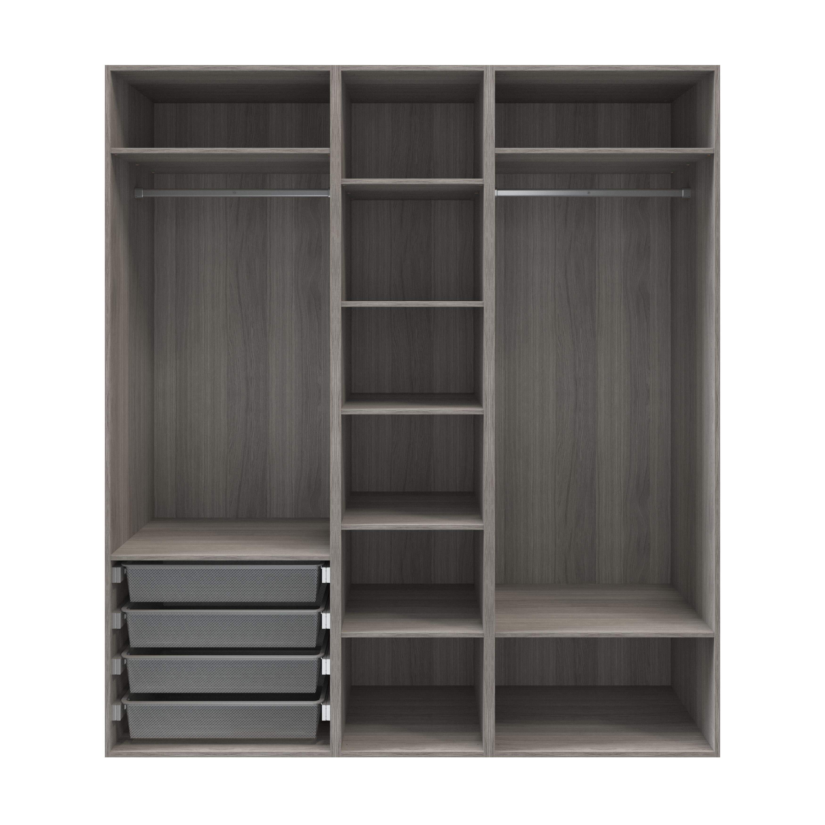 GoodHome Atomia Freestanding Grey oak effect Particle board Wardrobe ...