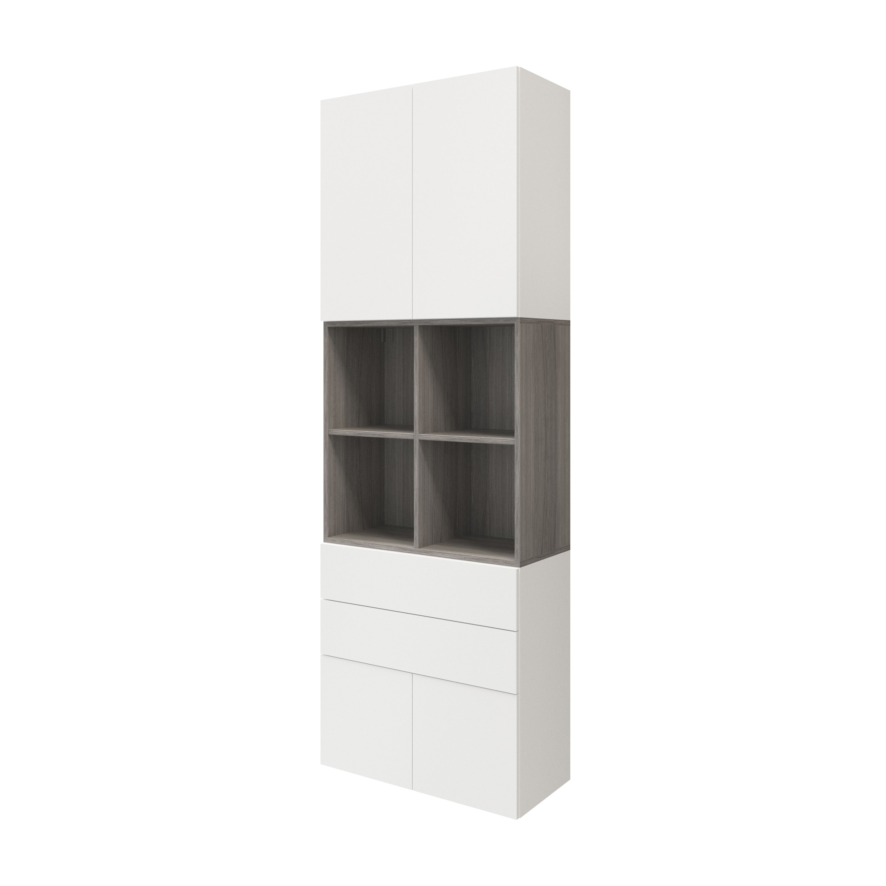 GoodHome Atomia Freestanding Grey & white oak effect Office & living ...