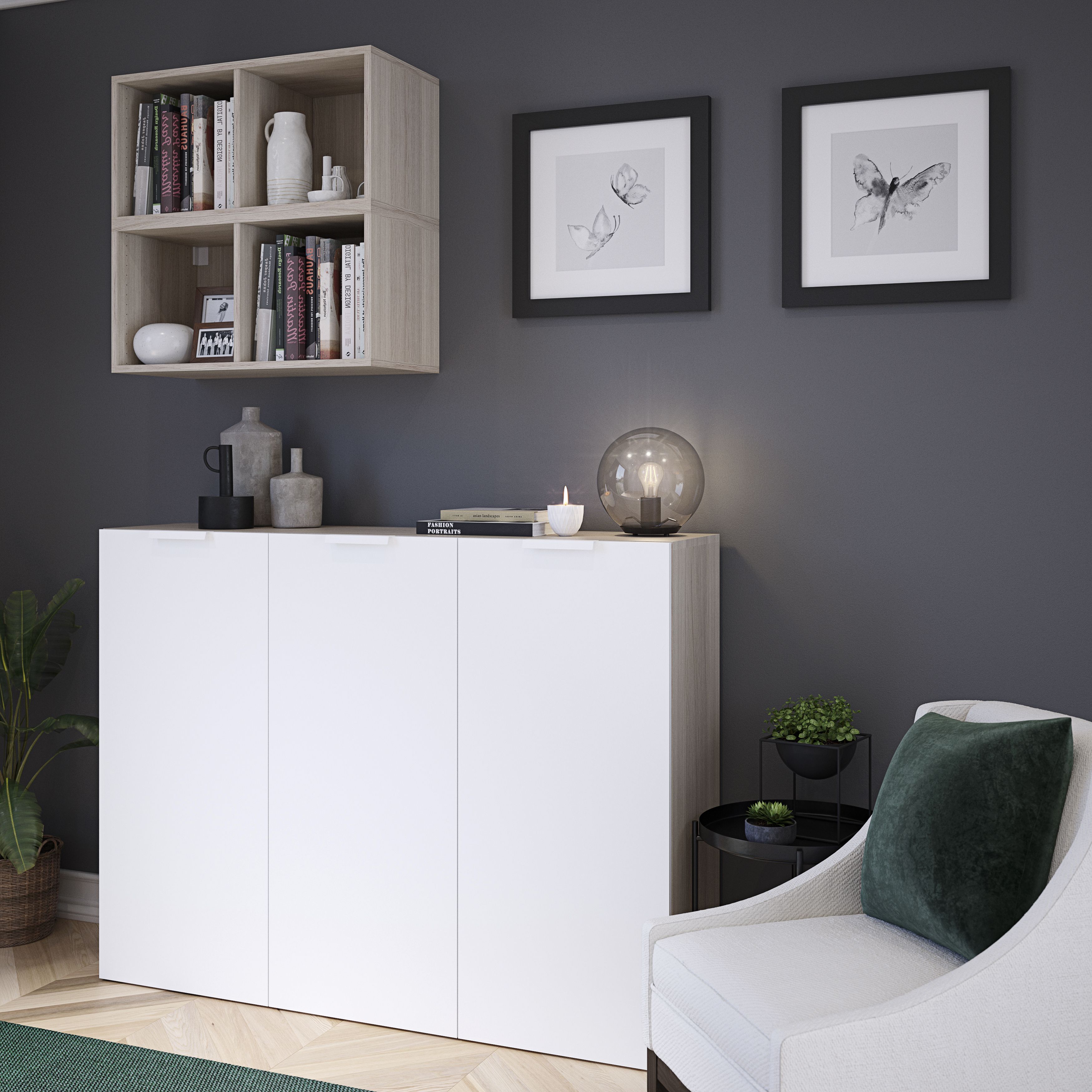 GoodHome Atomia Freestanding White oak effect Office & living storage