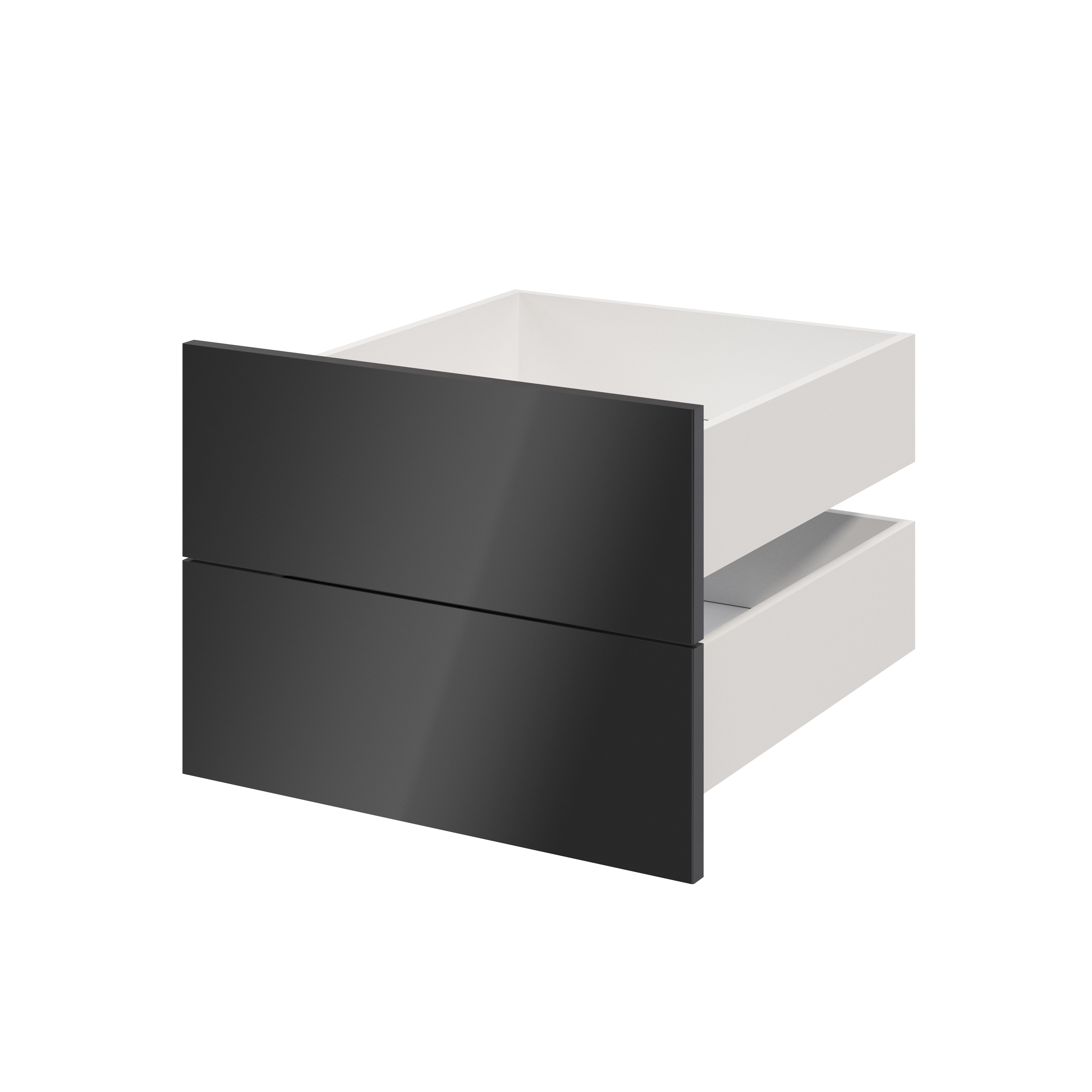 GoodHome Atomia Gloss anthracite Slab External Drawer (H)184.5mm (W ...