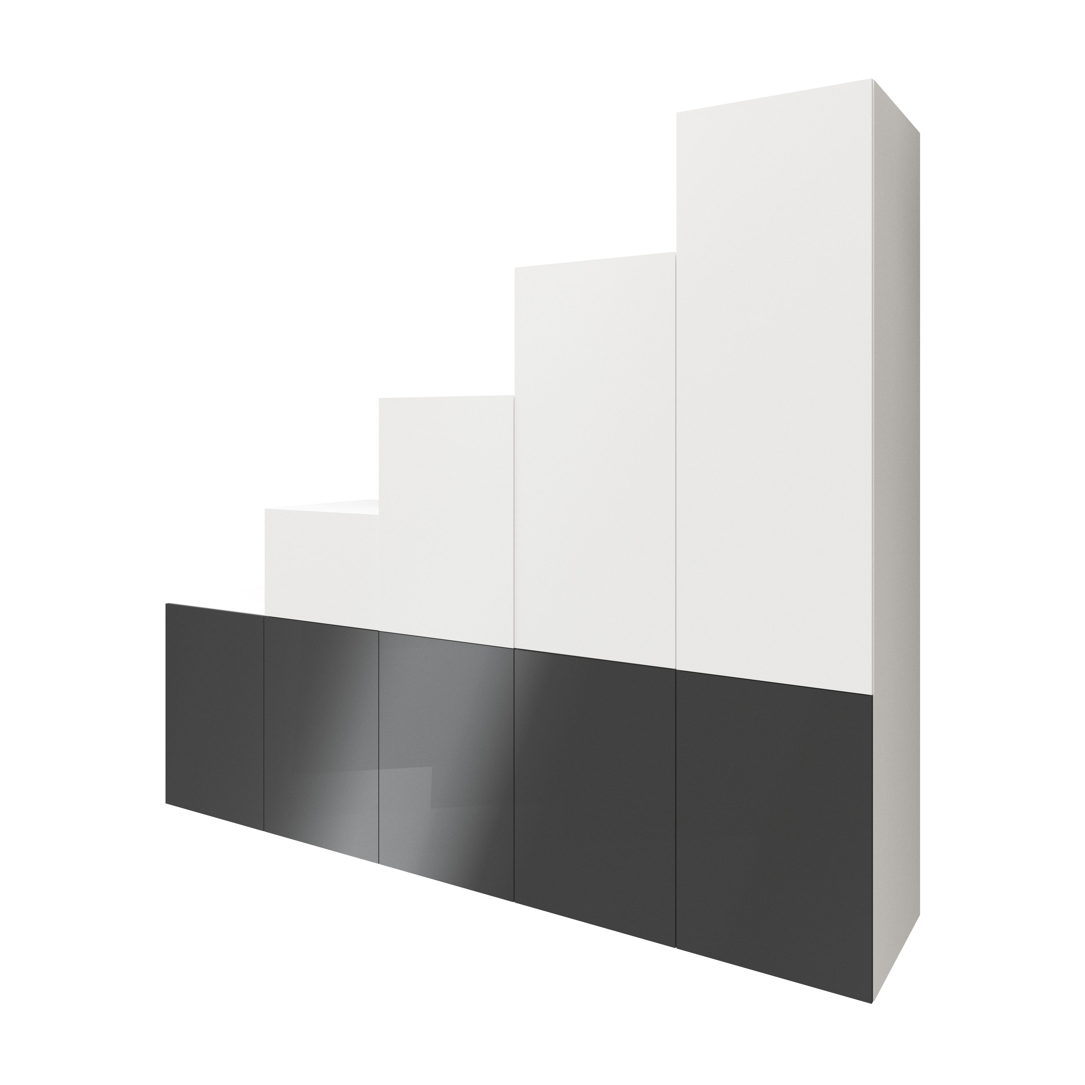 GoodHome Atomia Gloss anthracite & white Chipboard Wardrobe (H)2250mm ...