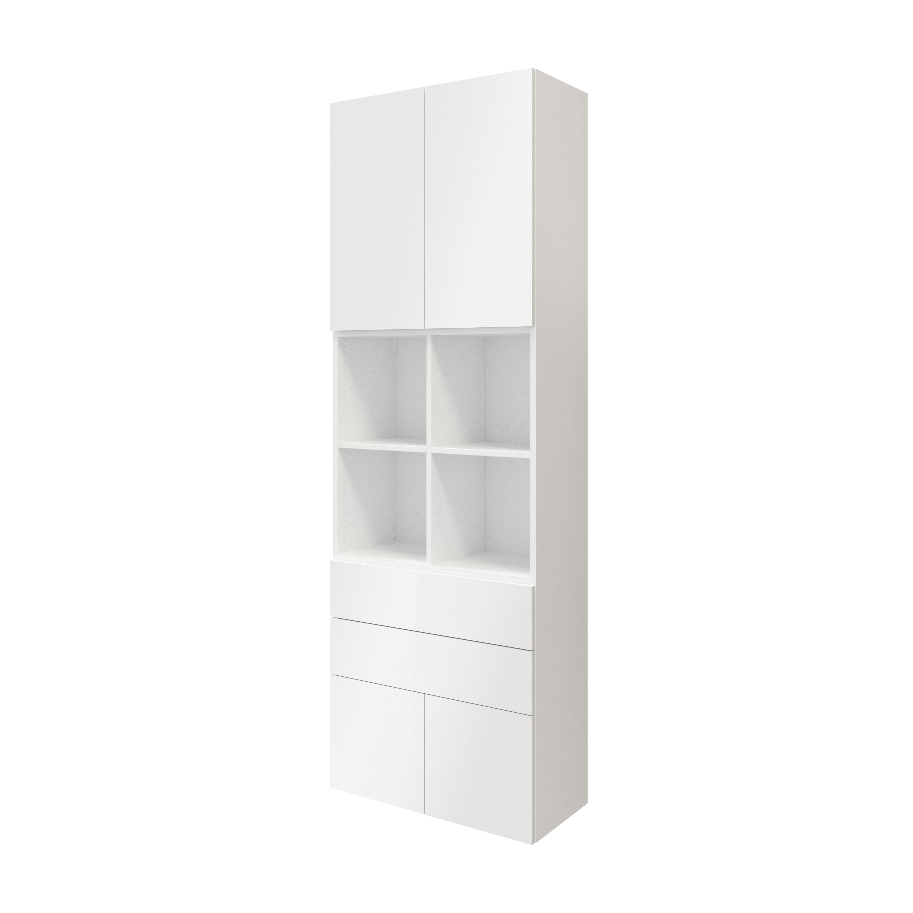 GoodHome Atomia Gloss white oak effect Office & living storage