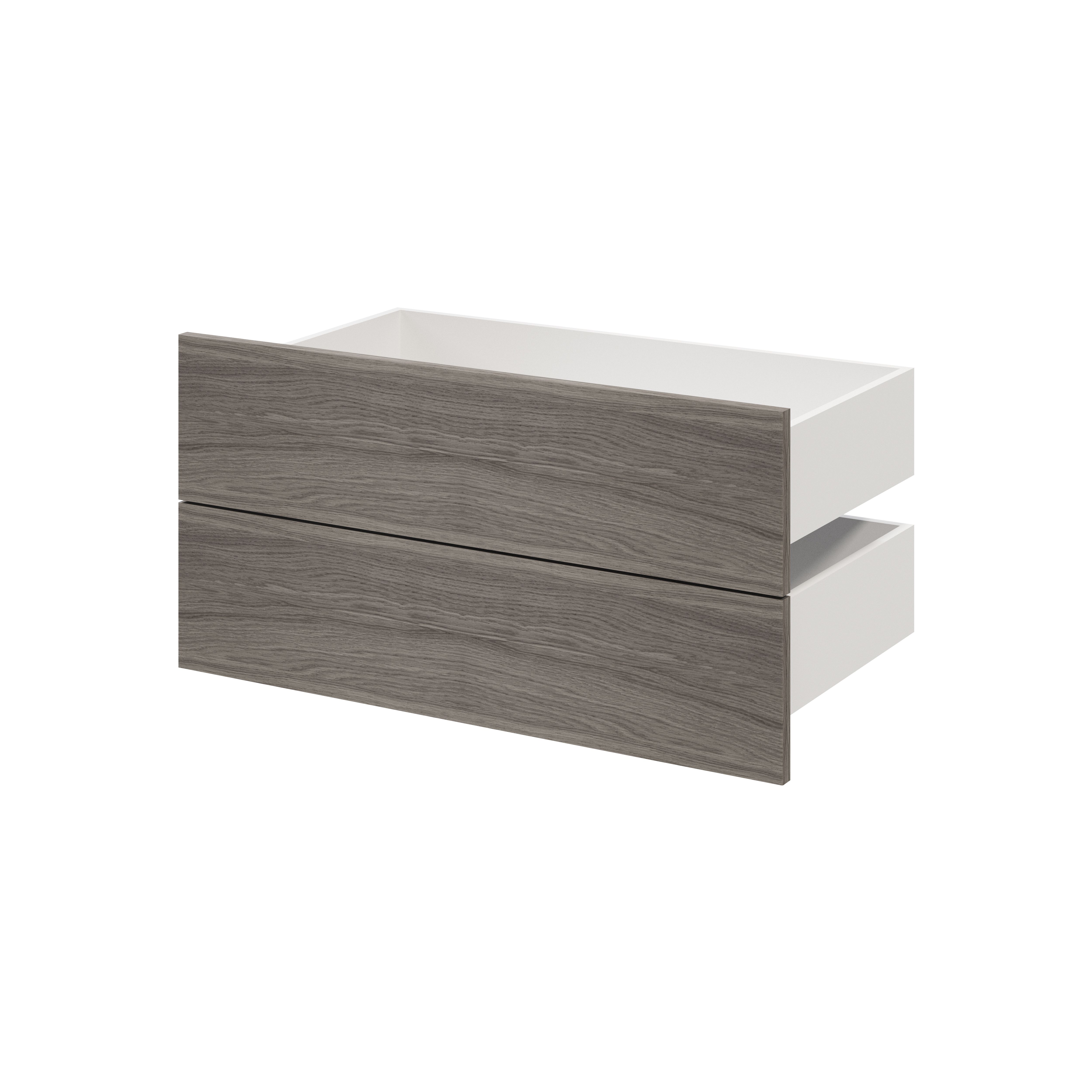 GoodHome Atomia Matt grey oak effect Slab External Drawer (H)184.5mm (W ...