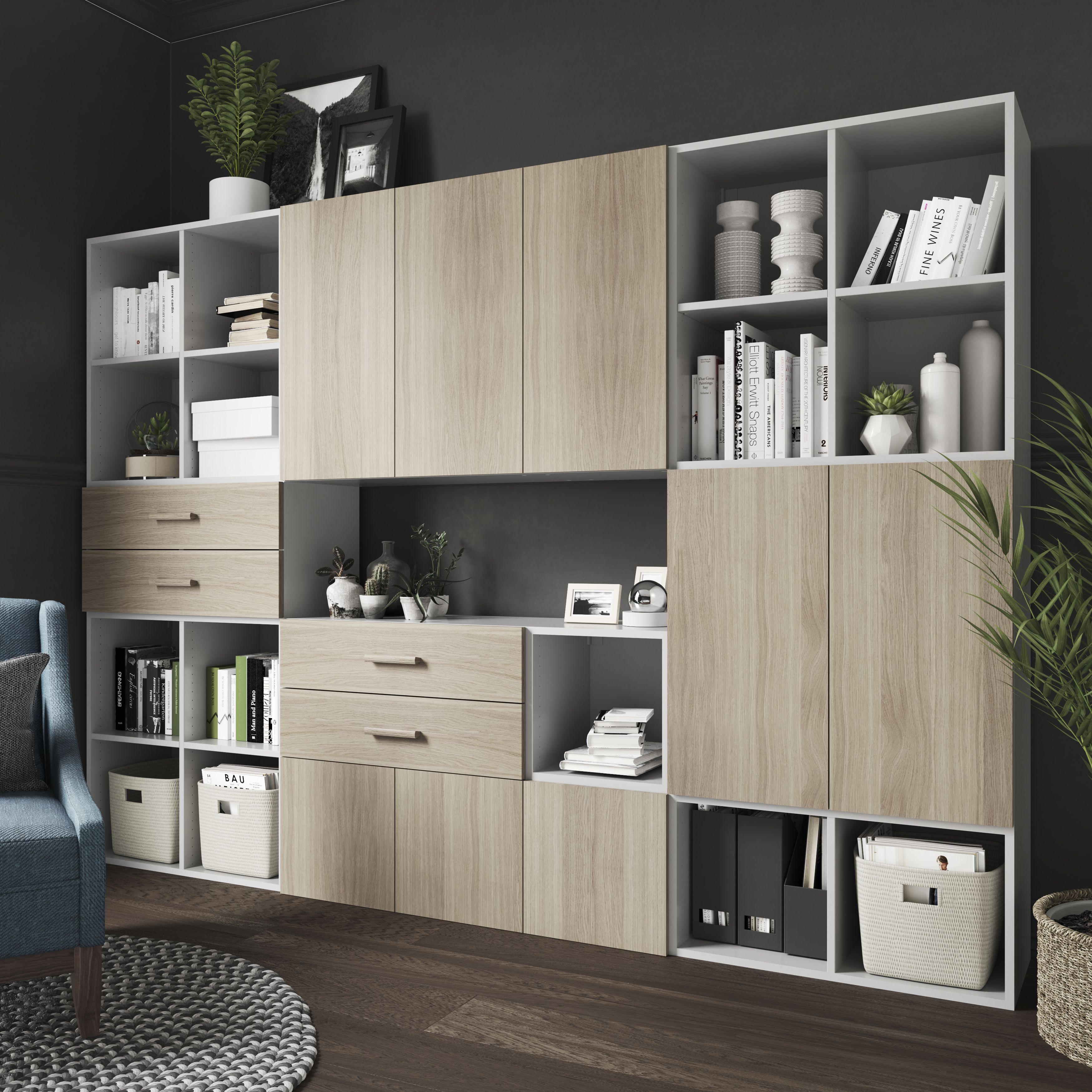GoodHome Atomia Matt natural oak effect Office & living storage