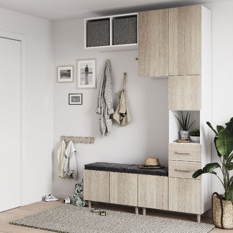 GoodHome Atomia Matt white oak effect Storage unit