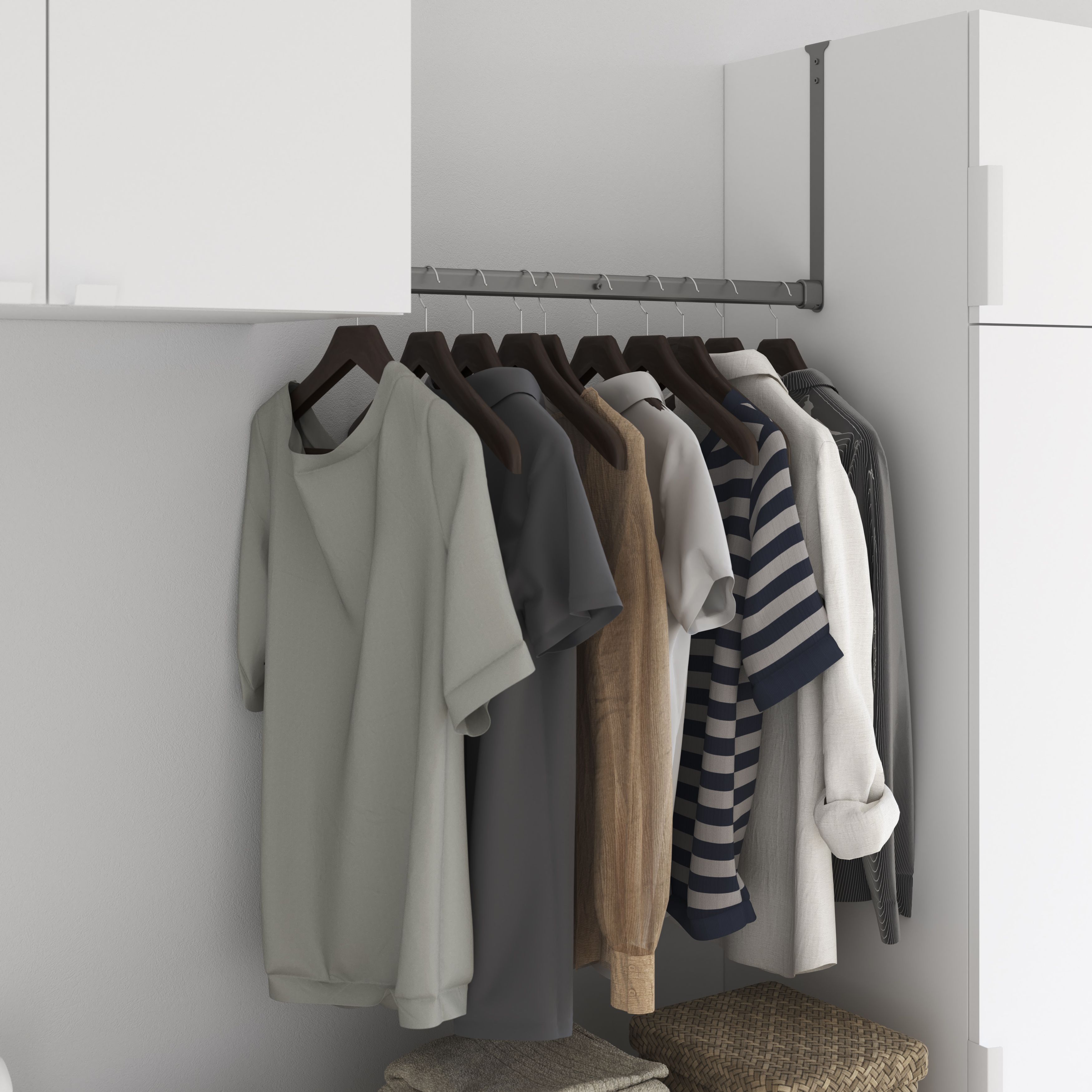 GoodHome Atomia Metallic effect Non extendable Wardrobe Hanging bar, (L ...