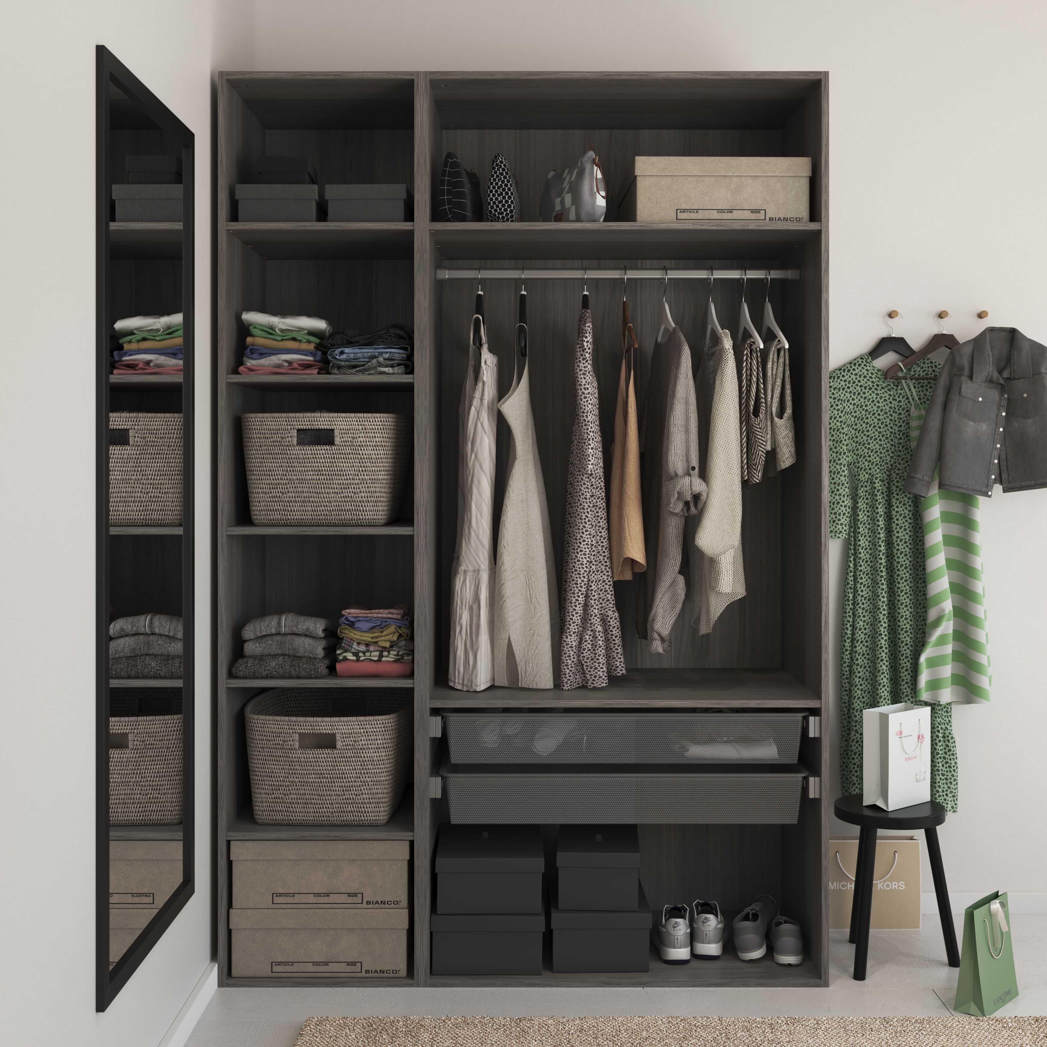 GoodHome Atomia Metallic effect Non extendable Wardrobe Hanging bar, (L ...