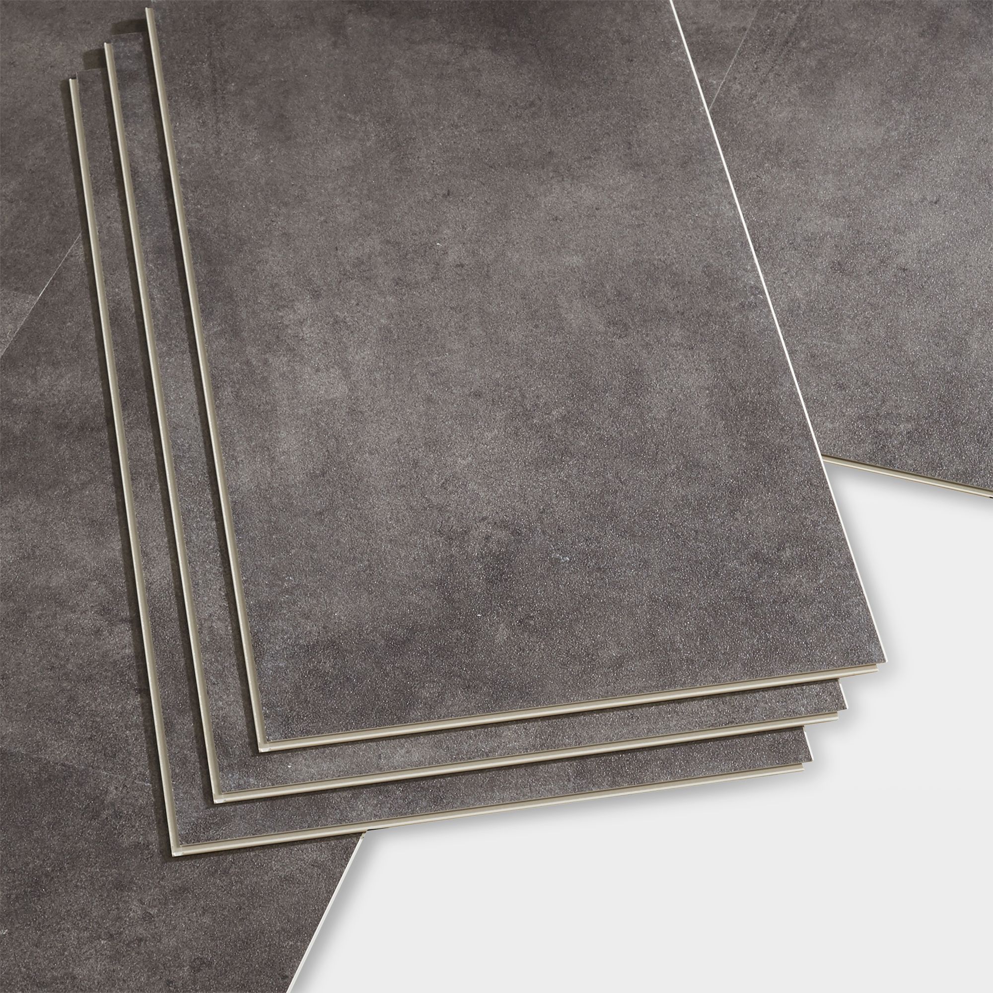 GoodHome Baila Grey concrete Textured Tile effect Textured Click vinyl ...