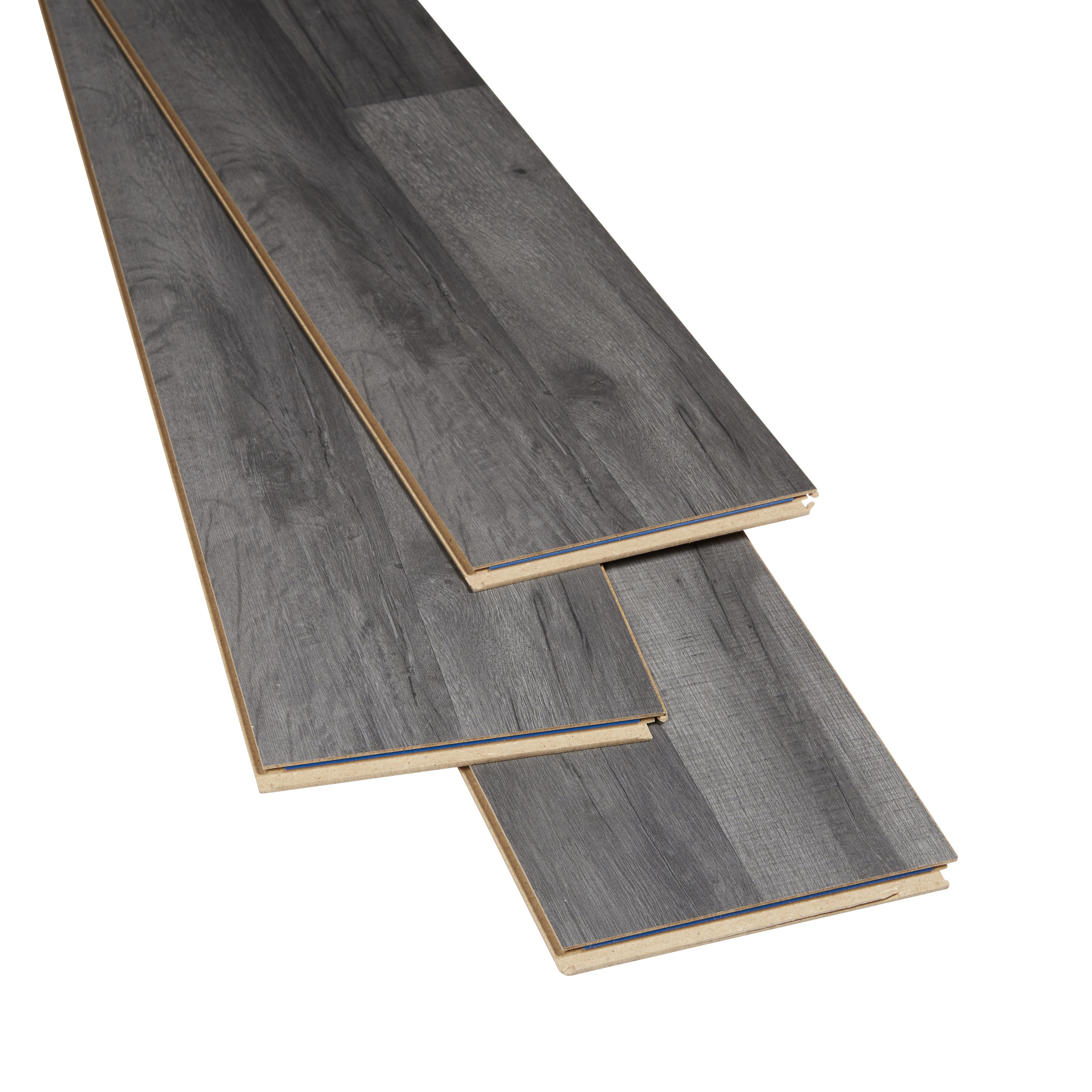 GoodHome Bairnsdale Dark grey Wood planks Grey wood effect Laminate ...