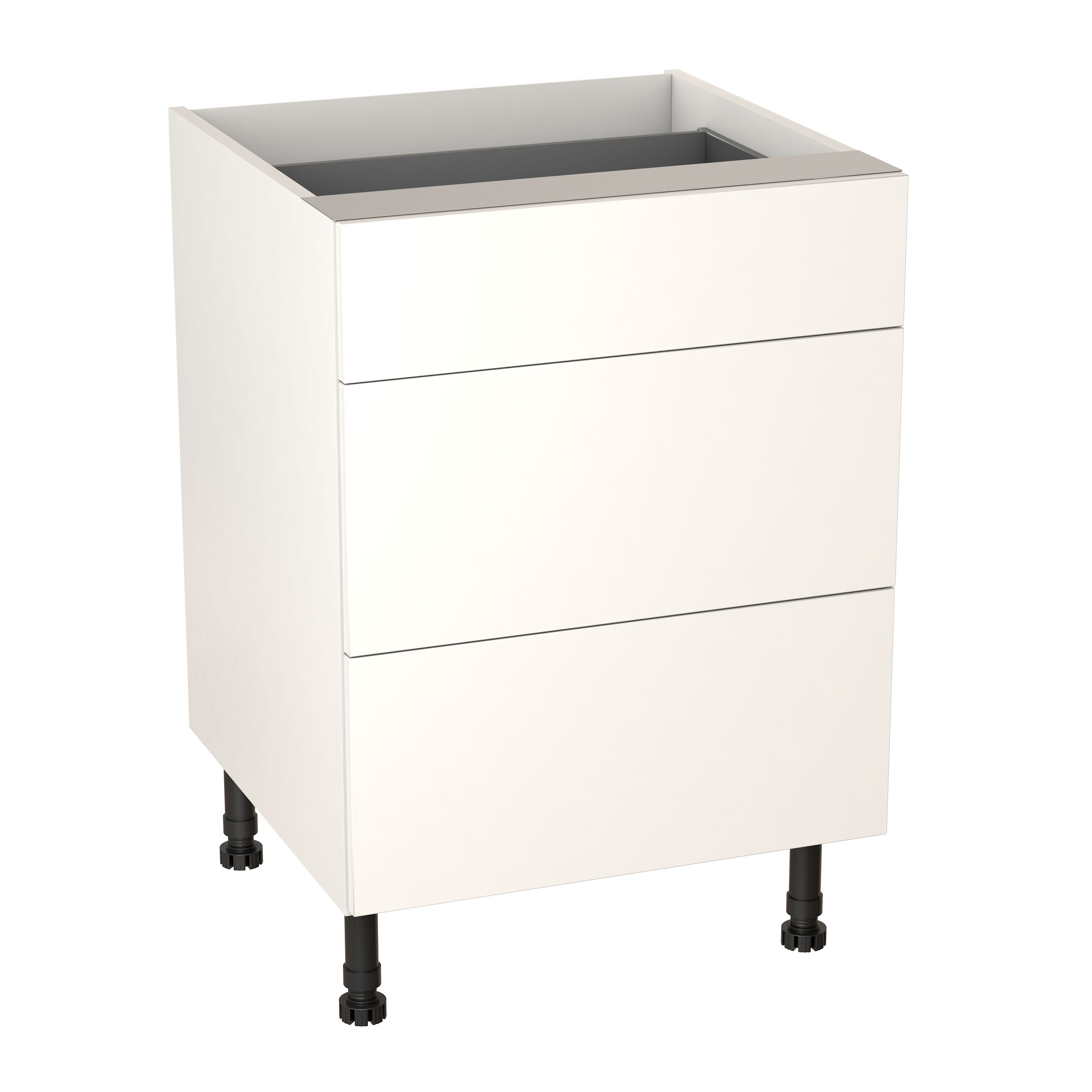 GoodHome Balsamita Matt white Matt white slab Base Kitchen cabinet (W ...