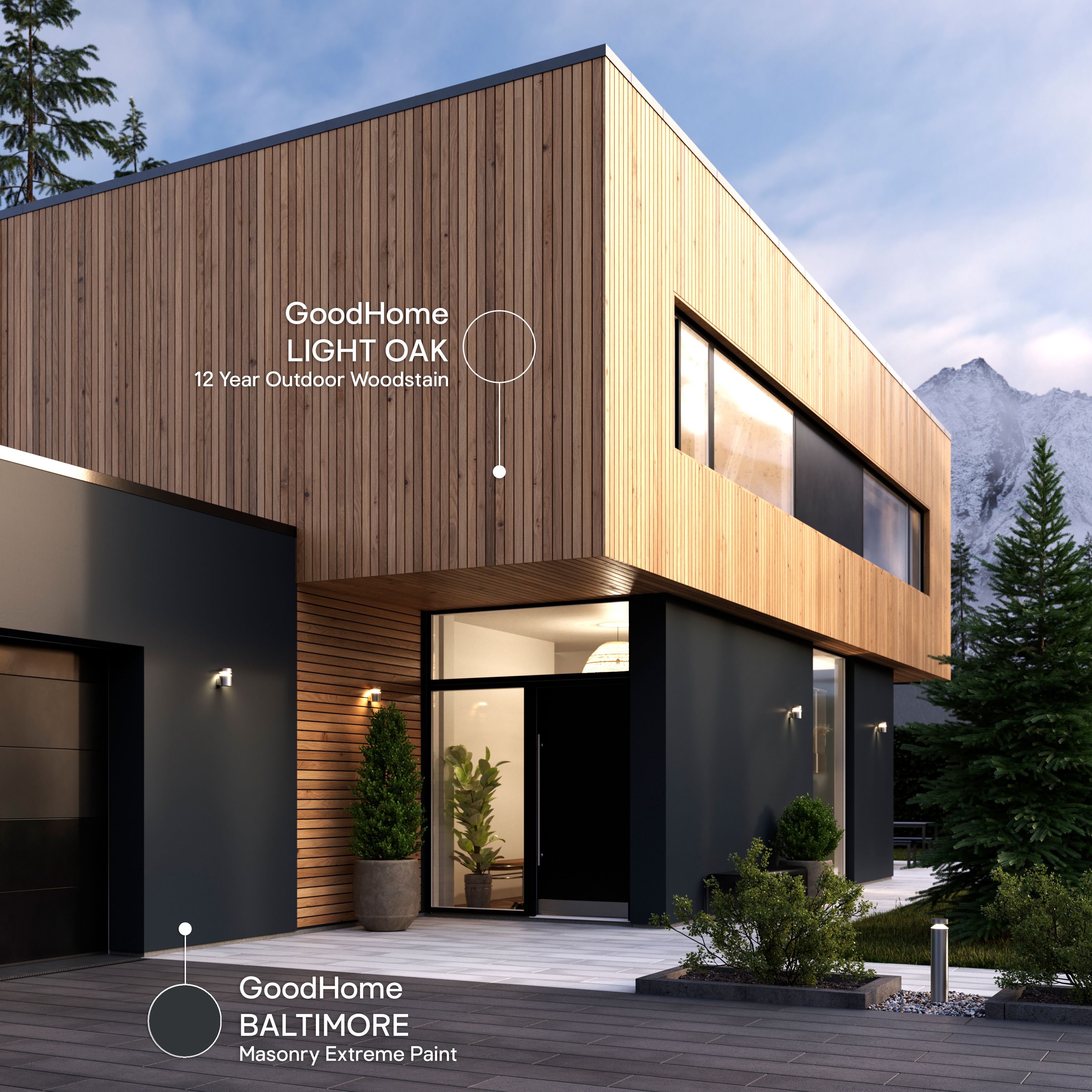 GoodHome Baltimore Smooth Matt Masonry paint, 5L Tin