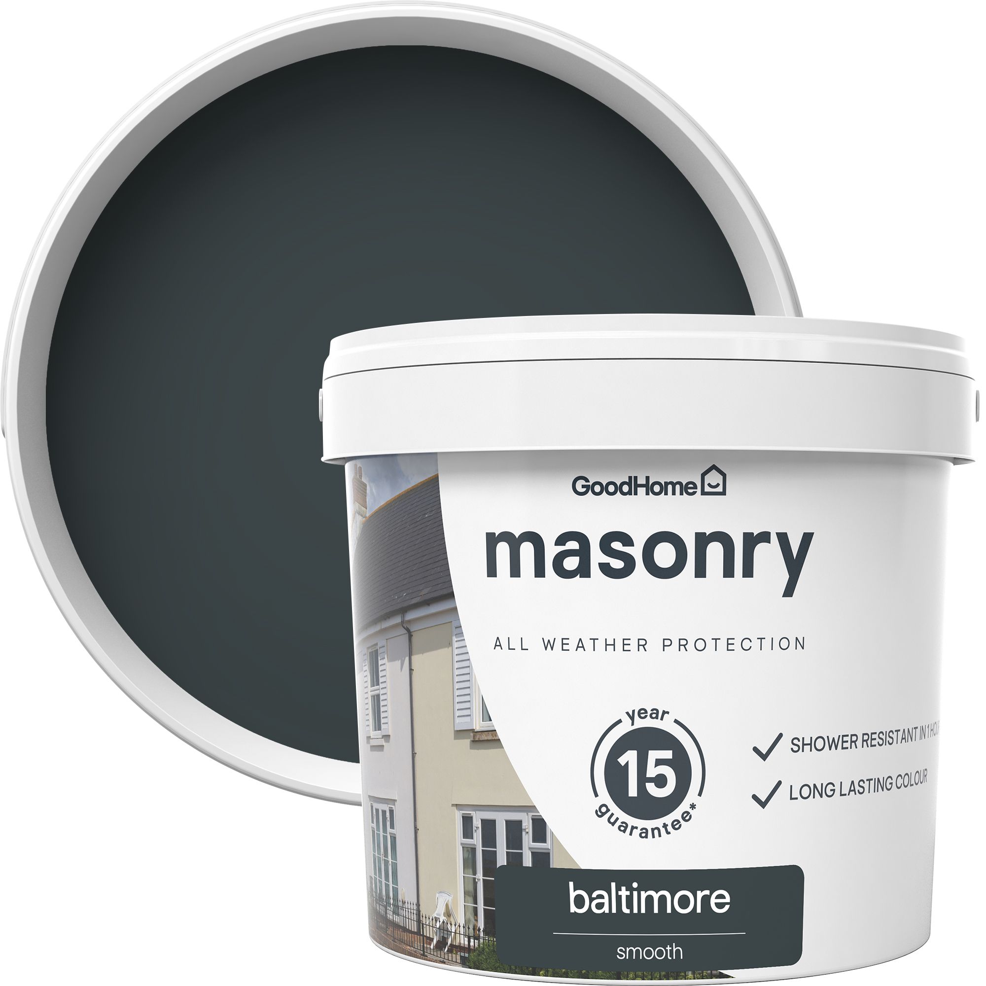 GoodHome Baltimore Smooth Matt Masonry paint, 5L Tin | DIY at B&Q