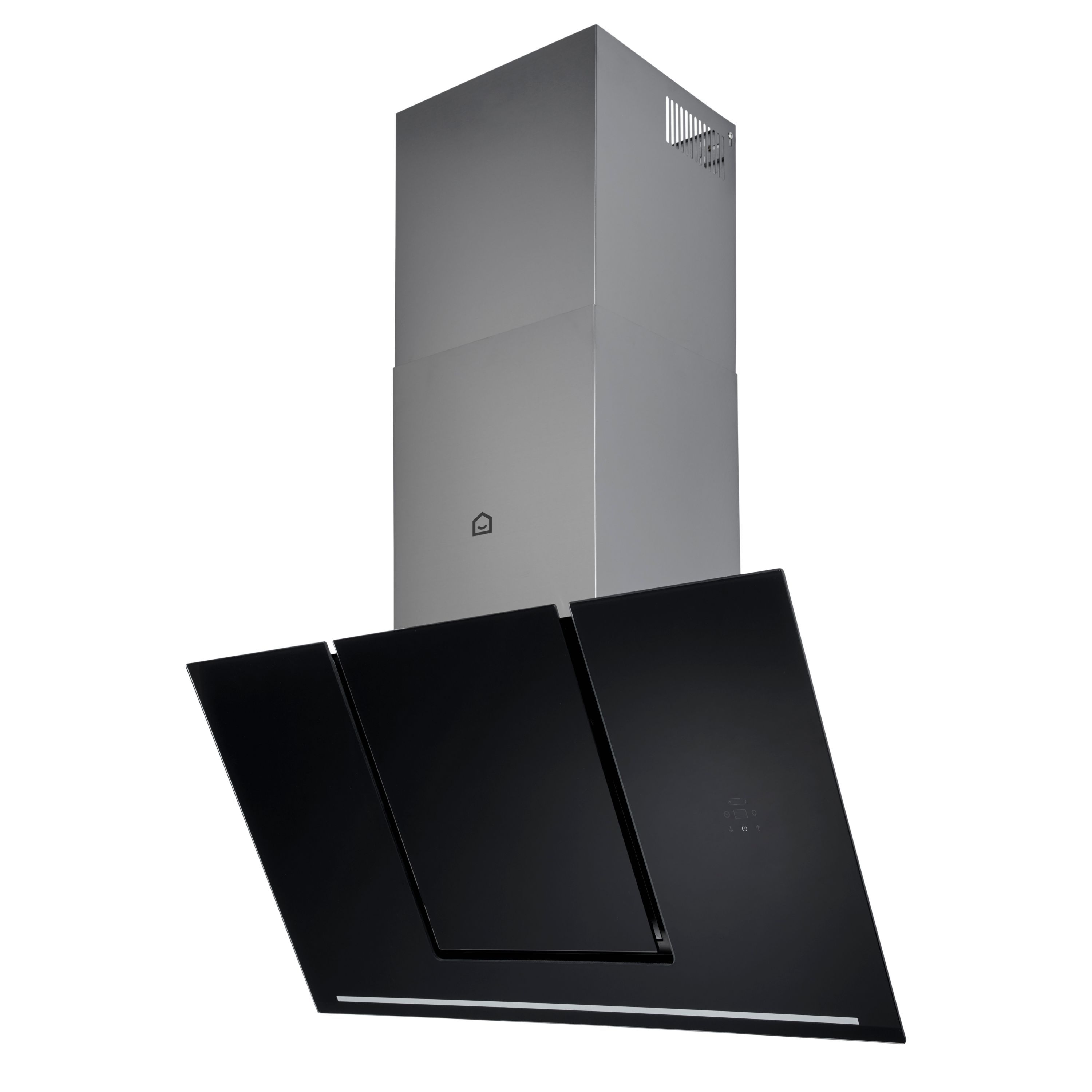 GoodHome Bamia GHAGML90 Black Glass Angled Slide lift cooker hood, (W ...