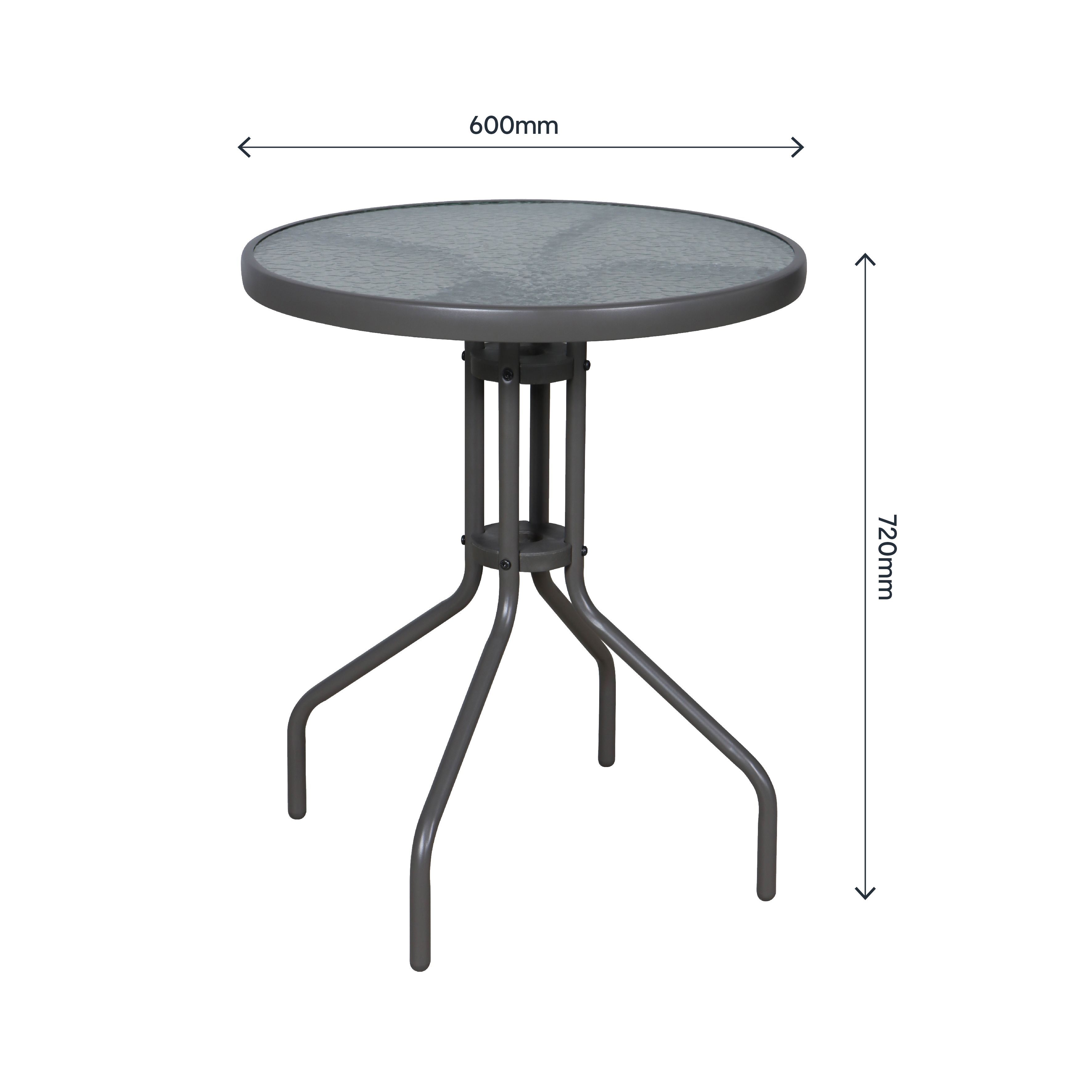 GoodHome Bari Brown 2 seater Non extendable Round Bistro table Tempered Glass Tabletop