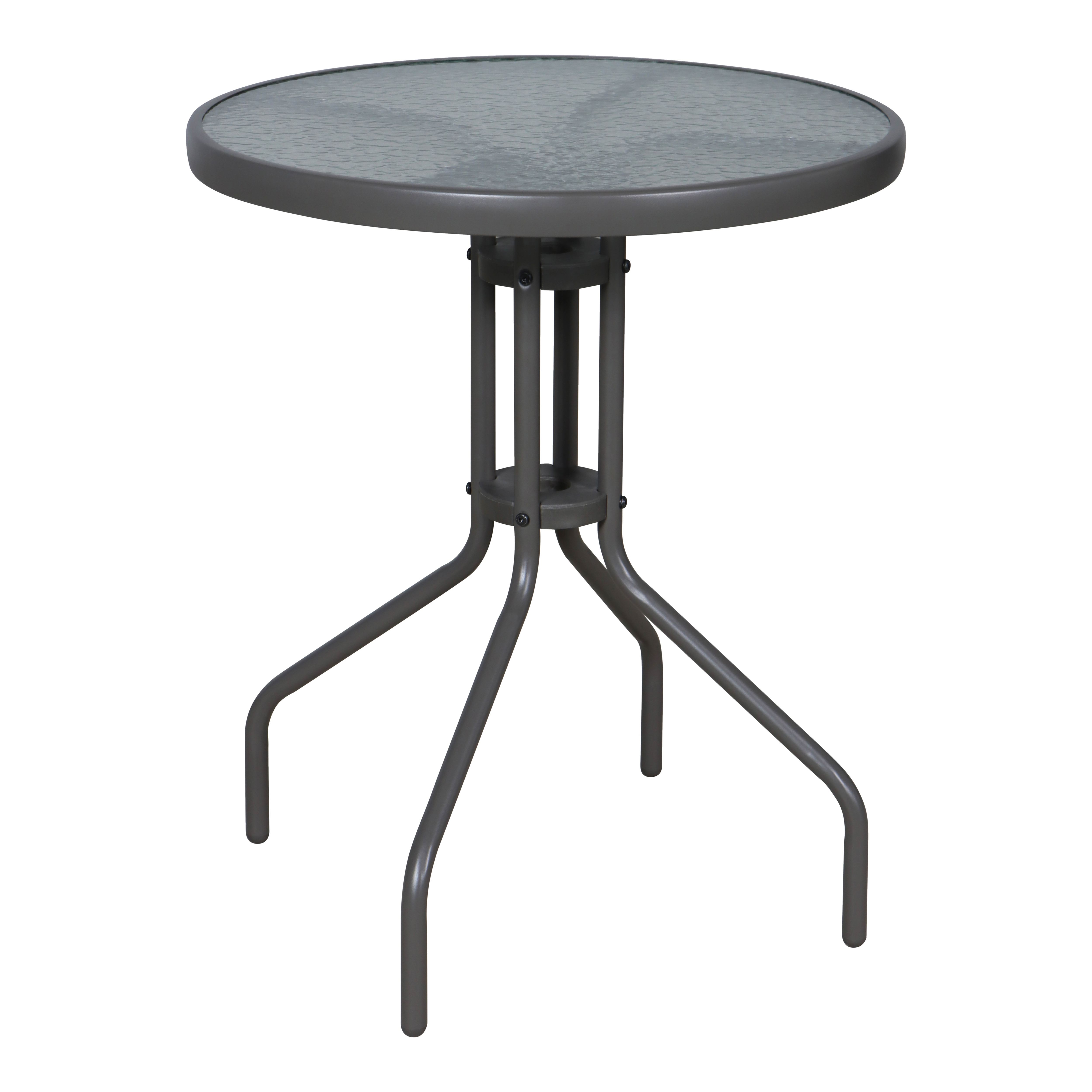 GoodHome Bari Metal Brown 2 seater Round Bistro table Tempered Glass ...