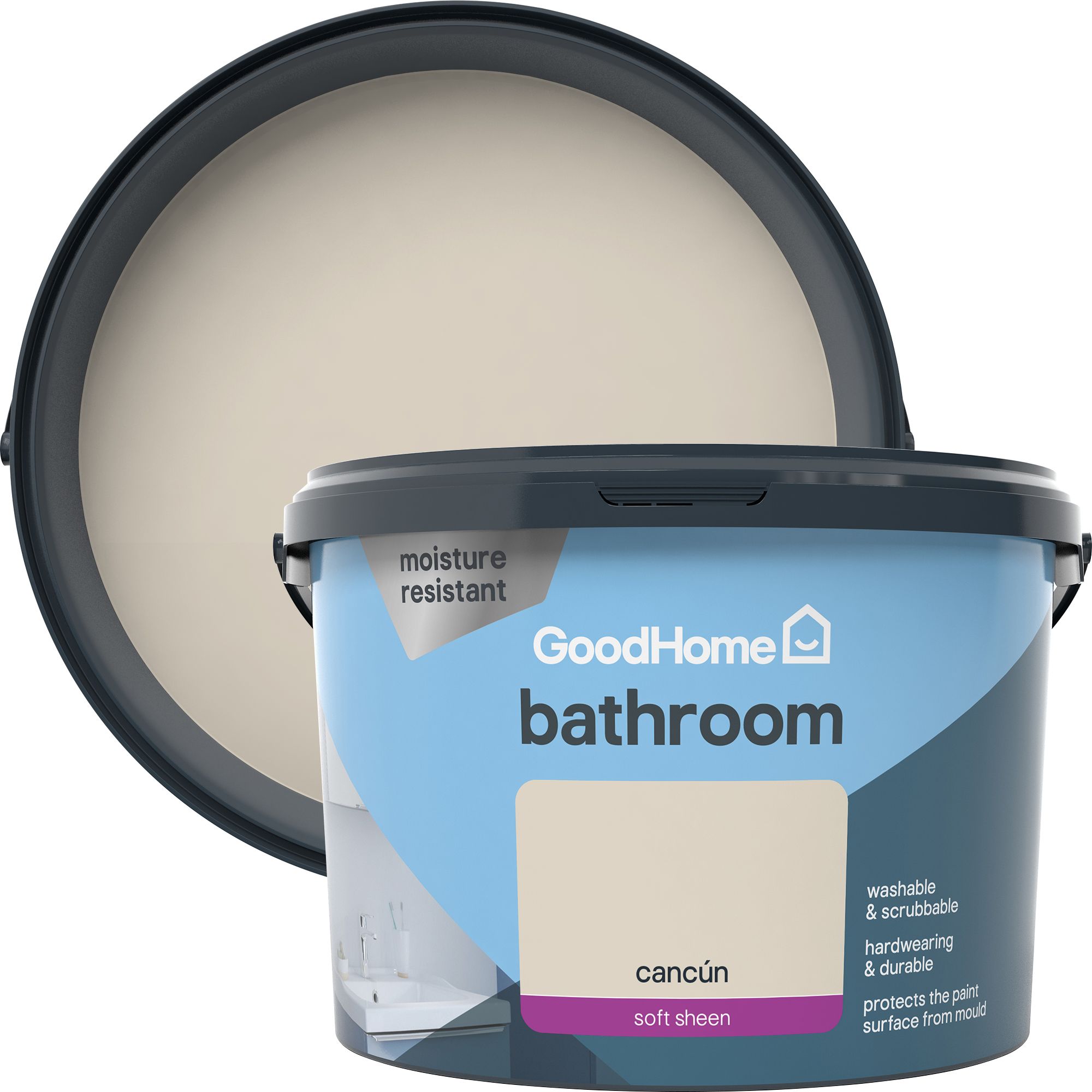 GOODHOME BATHROOM CANCUN SOFT SHEEN WALL & CEILING EMULSION PAINT, 2.5L