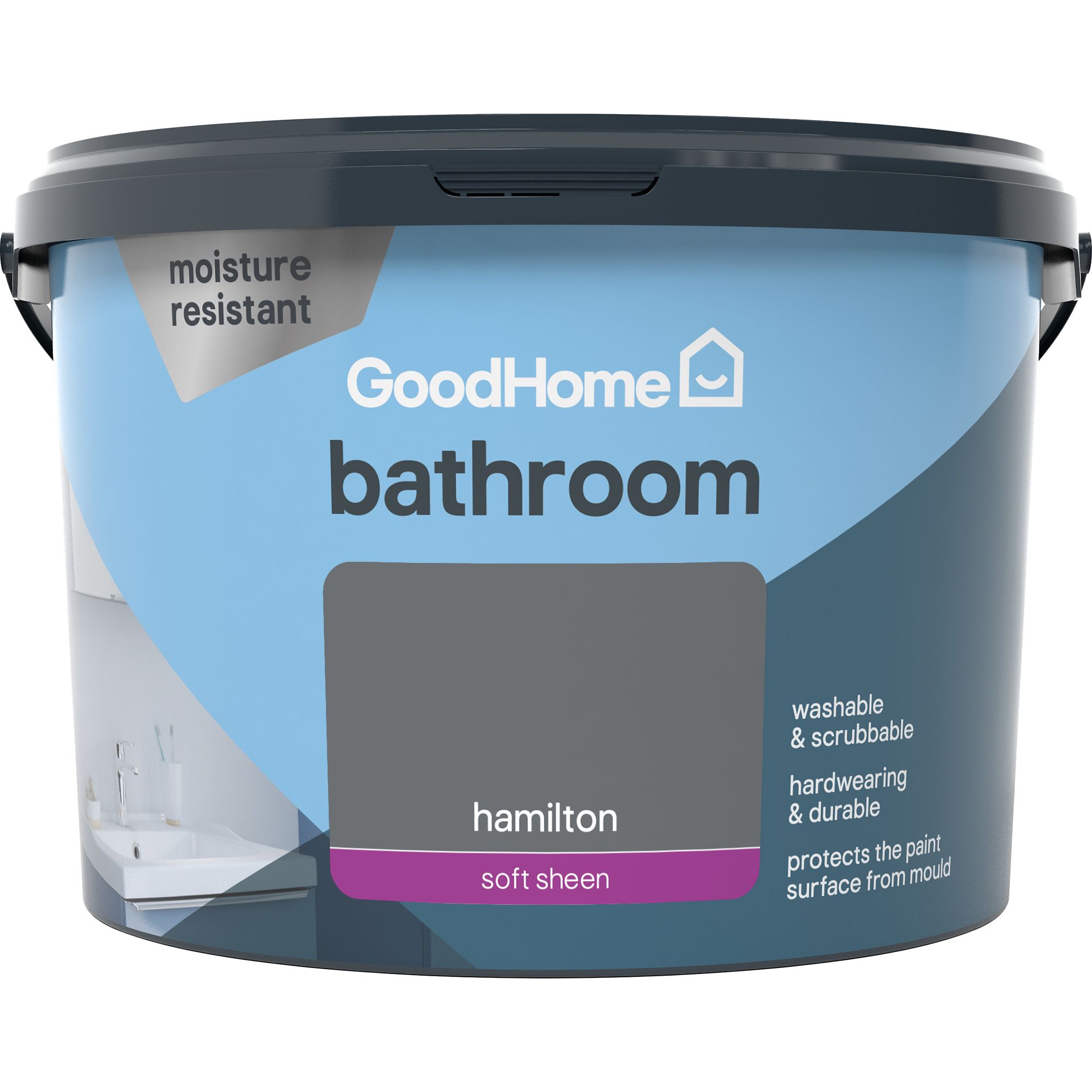 GOODHOME BATHROOM HAMILTON SOFT SHEEN WALL & CEILING EMULSION PAINT, 2.5L