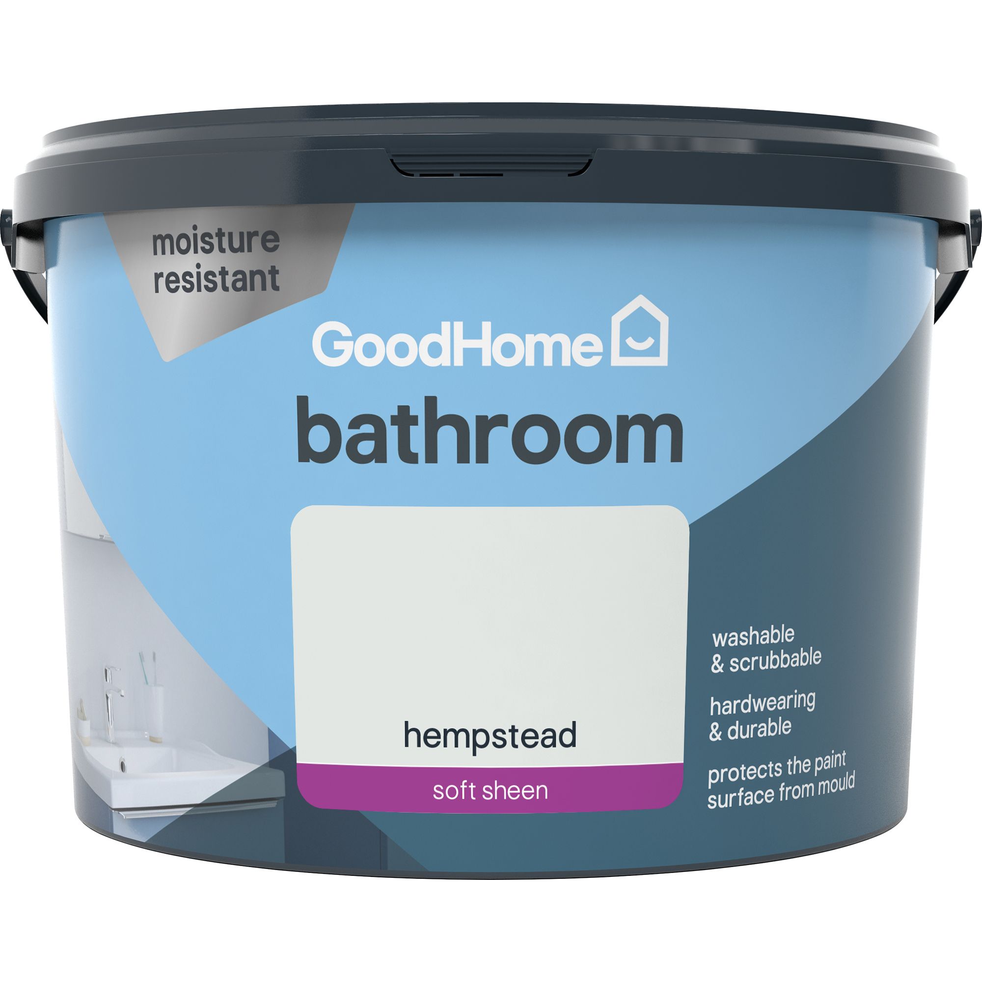 GoodHome Bathroom Hempstead Soft sheen Wall & ceiling Emulsion paint, 2.5L
